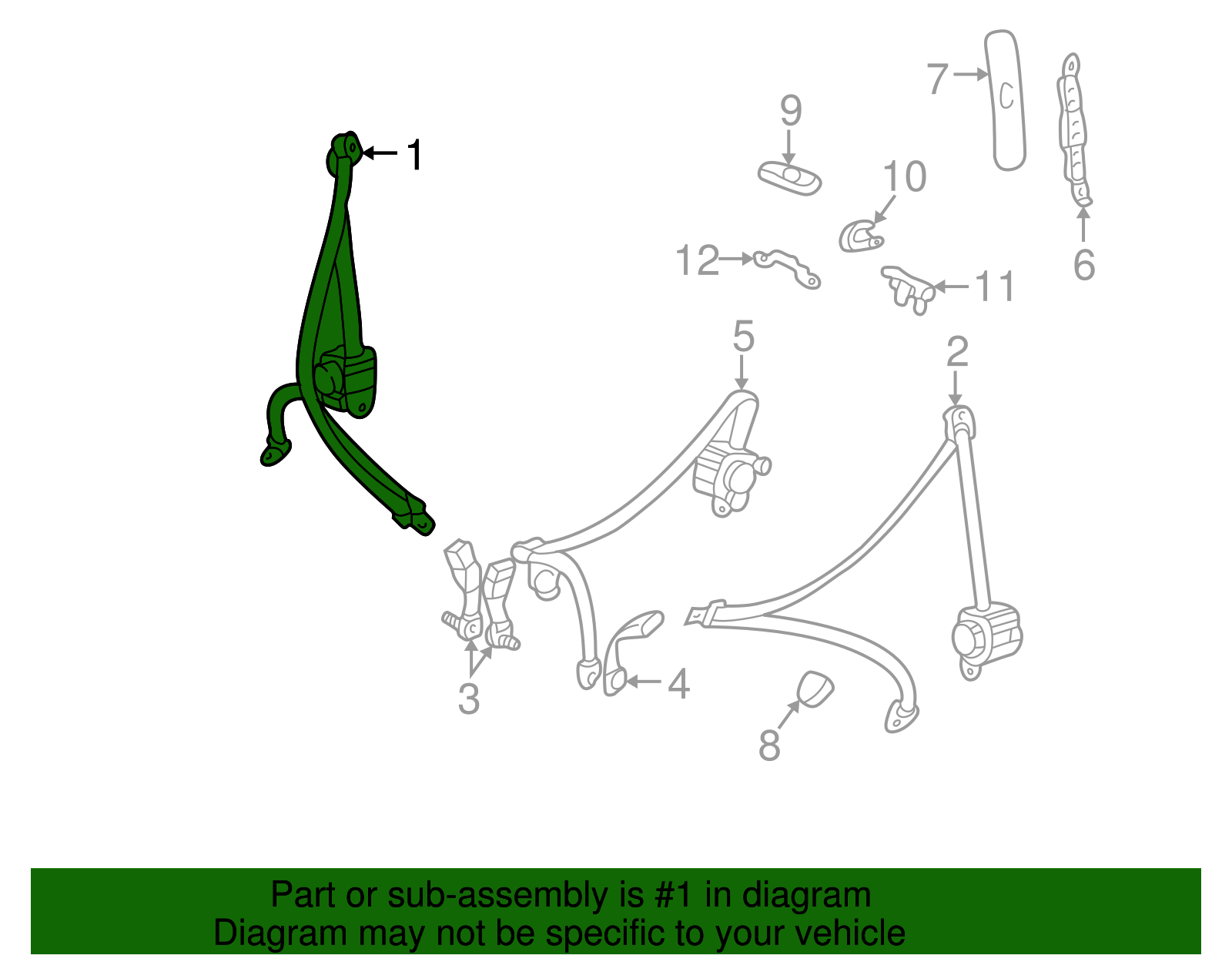 2003-2007 Toyota Land Cruiser Lap & Shoulder Belt 73360-60325-A2 ...