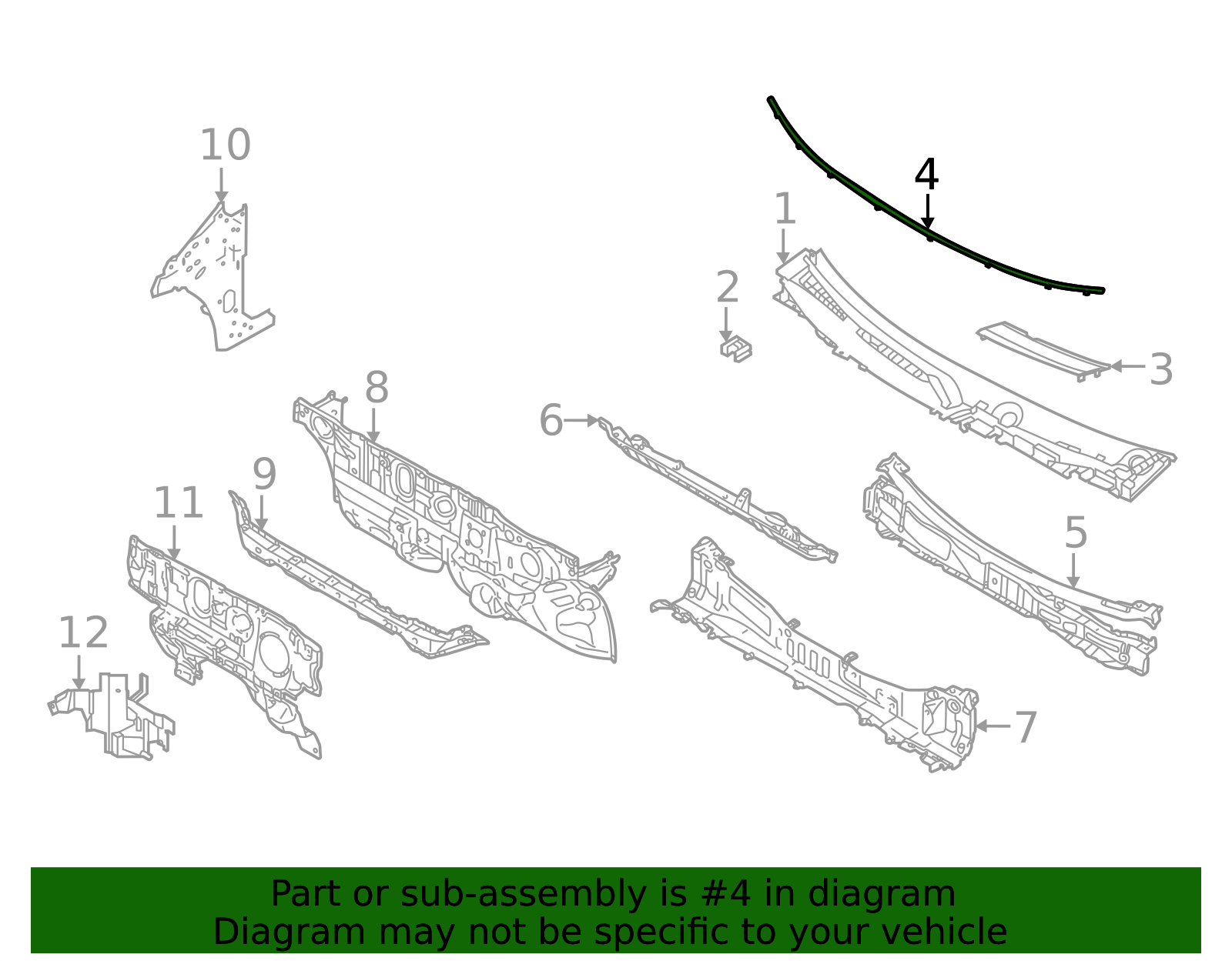 2021-2025 Nissan Rogue Seal To Cowl 66830-6RF0A | Bill Kay Nissan Parts