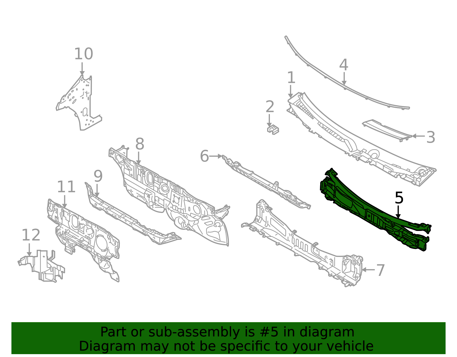 2021-2025 Nissan Rogue Cowl Top Panel 66100-6RA0A | TascaParts.com