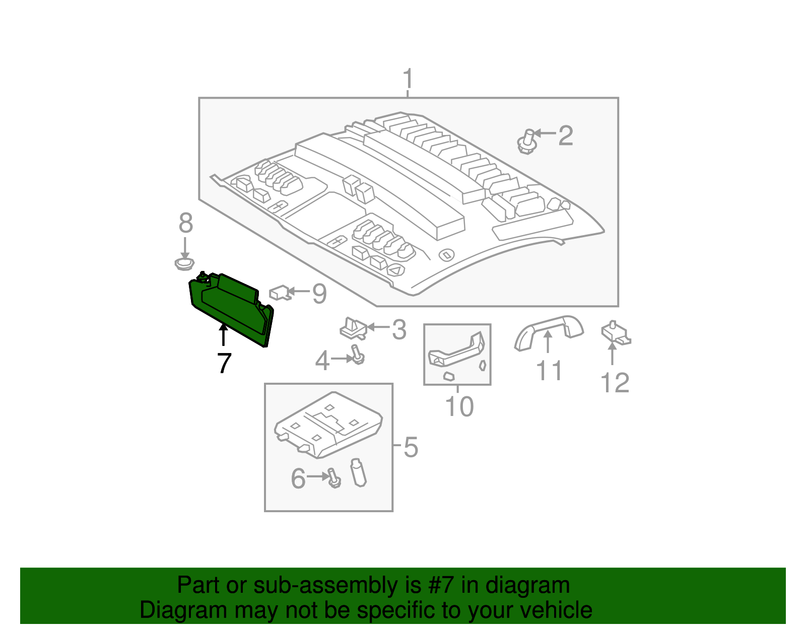 2007-2013 Toyota Tundra Sun Visor - PASSENGER SIDE 74310-0C141-E1 ...
