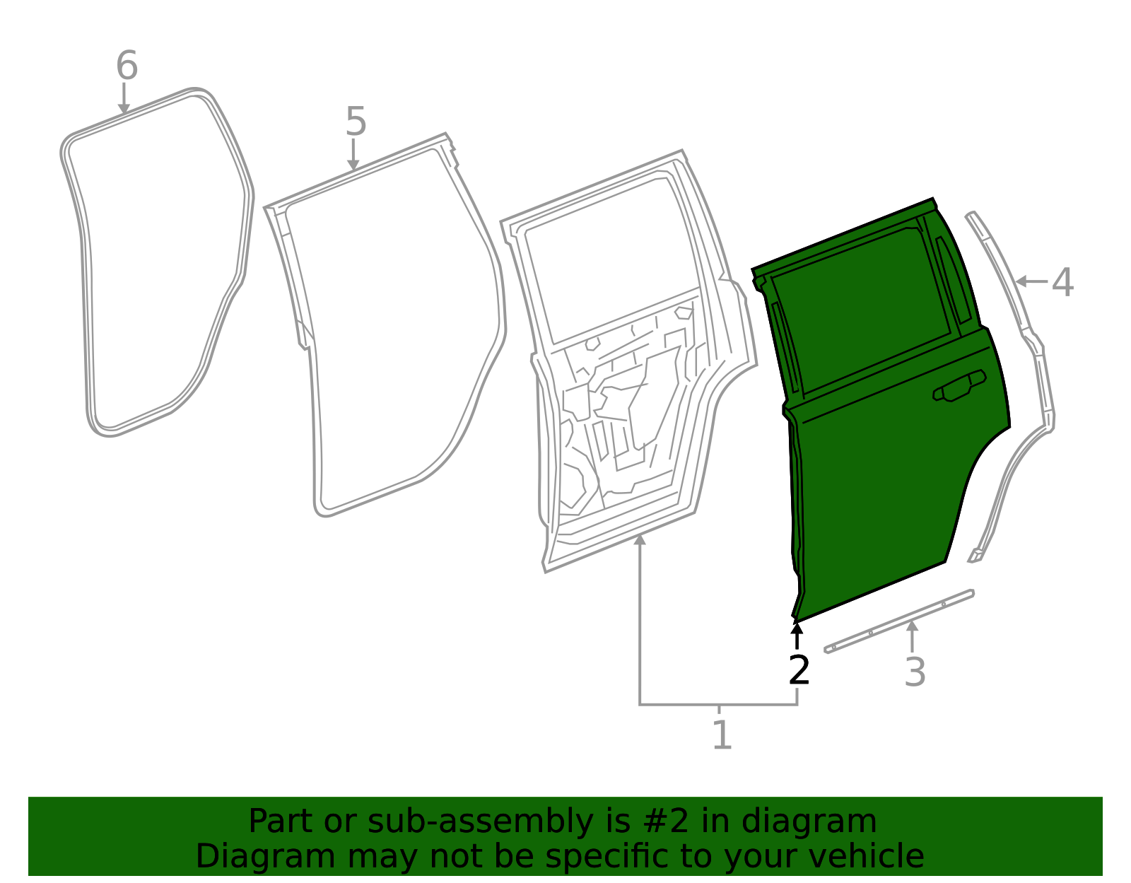 2015-2020 GM Driver Side Rear Door Outer Panel 23453678 GM ...