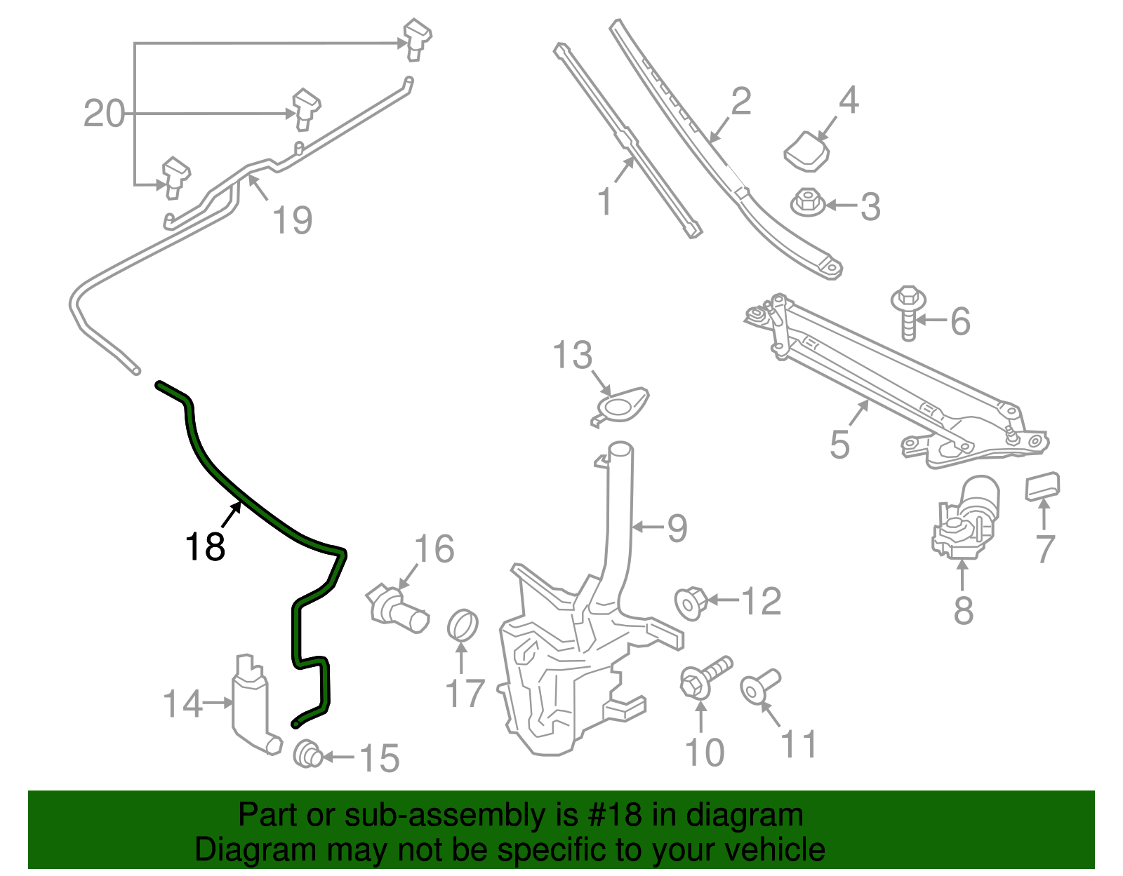 HS7Z-17A605-A - Washer Hose 2017-2020 Ford | Big 3 Auto Parts