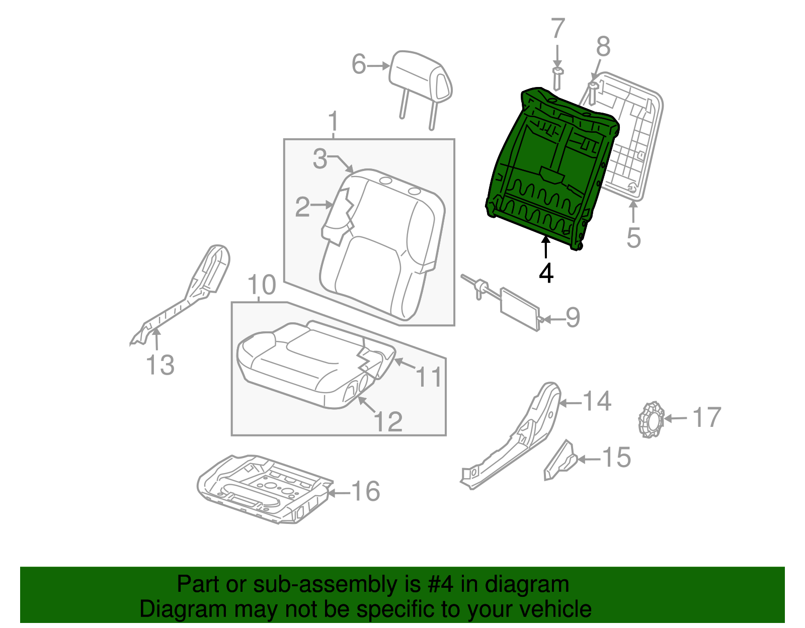 2005-2009 Nissan Seat Back Frame 87651-EA000 | Nissan Parts Central