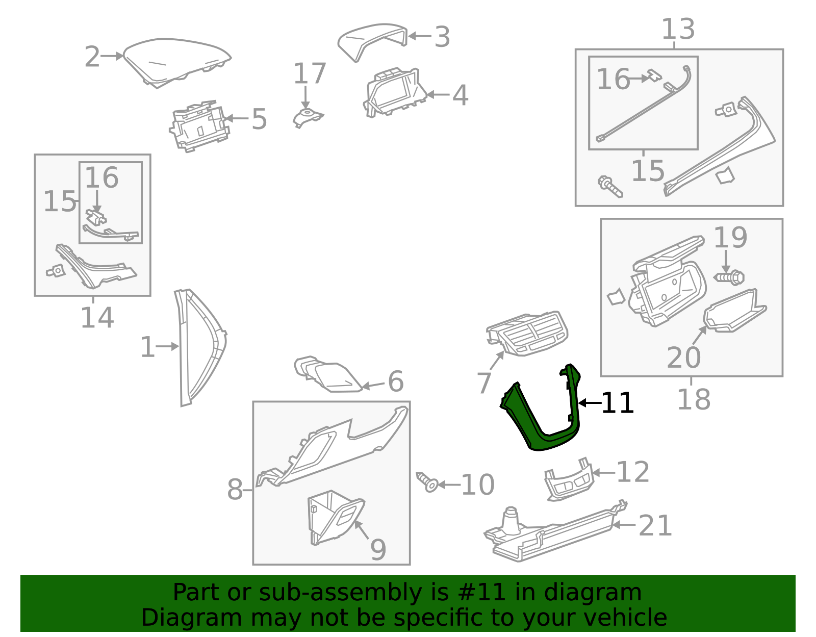 2013-2016 Buick Encore Jet Black Instrument Panel Trim Plate 95107196 ...