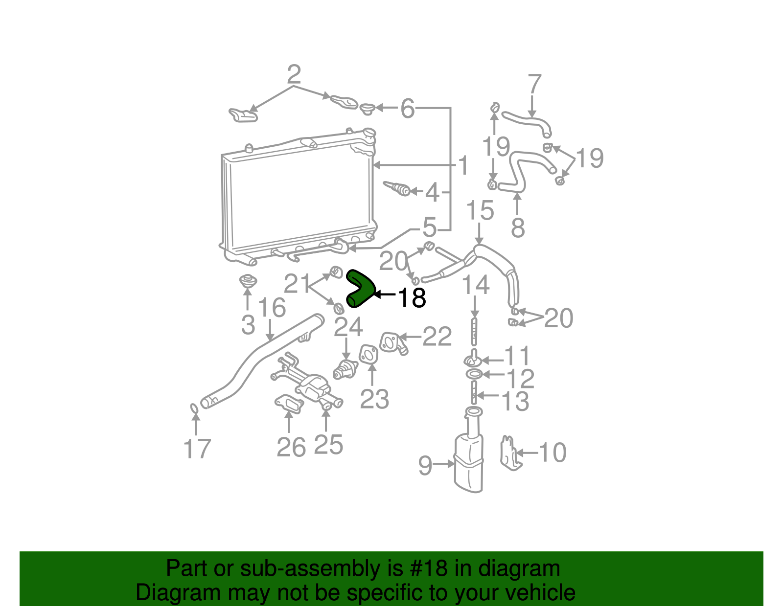 1996-2012 Hyundai Engine Coolant Hose 25480-23001 | OEM Parts Online
