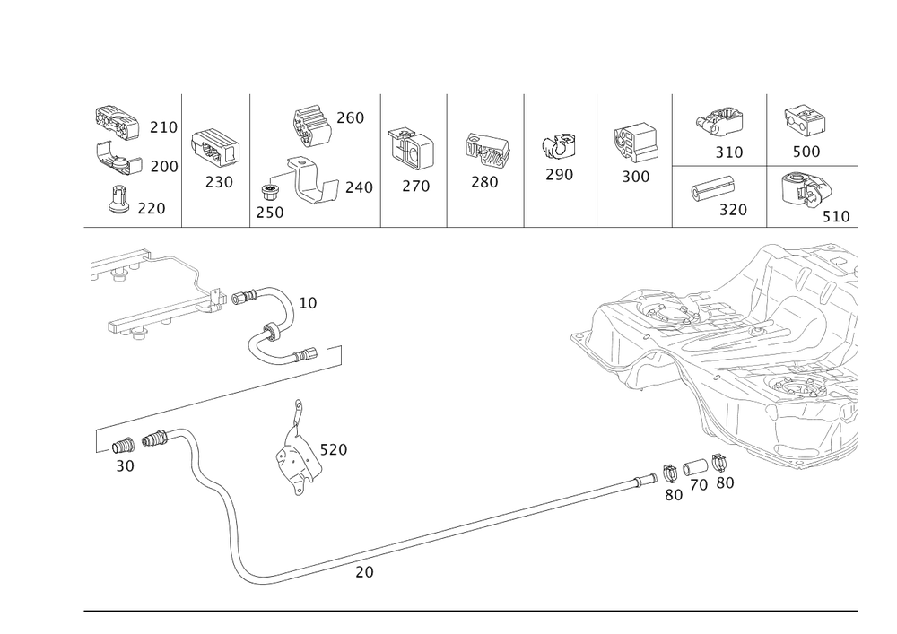 221-470-51-64 - Fuel Line For 2001-2013 Mercedes-Benz | Mercedes-Benz ...