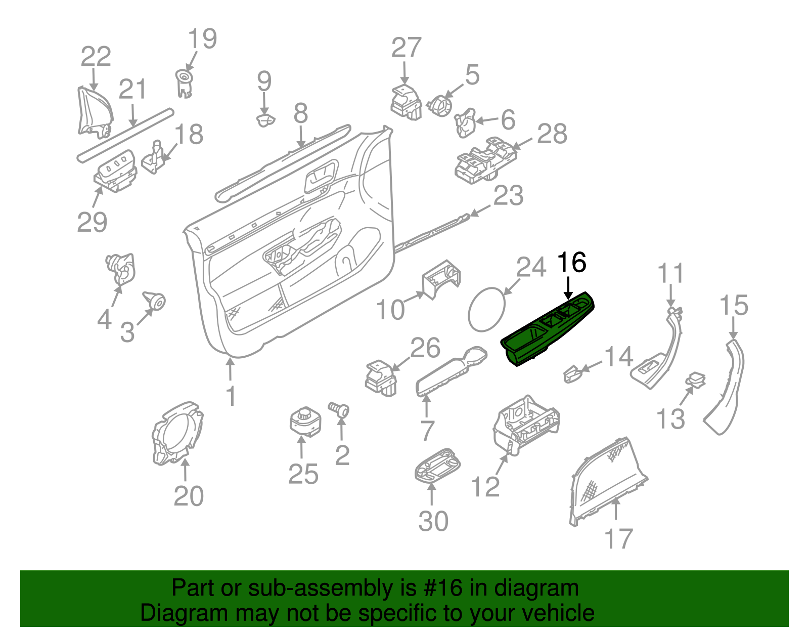 1K4-868-049-C-81U - Door Window Switch Bezel - 2010-2014 Volkswagen ...