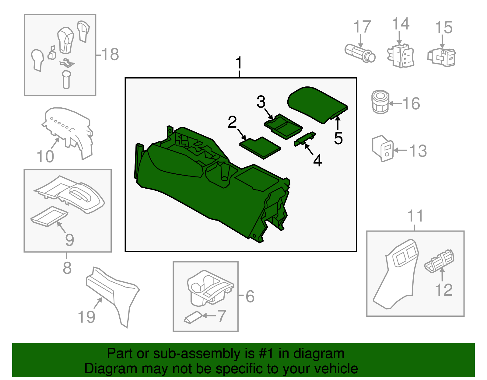 2014-2016 Nissan Rogue Console Assembly 96910-4BA3B | Bill Kay Nissan Parts