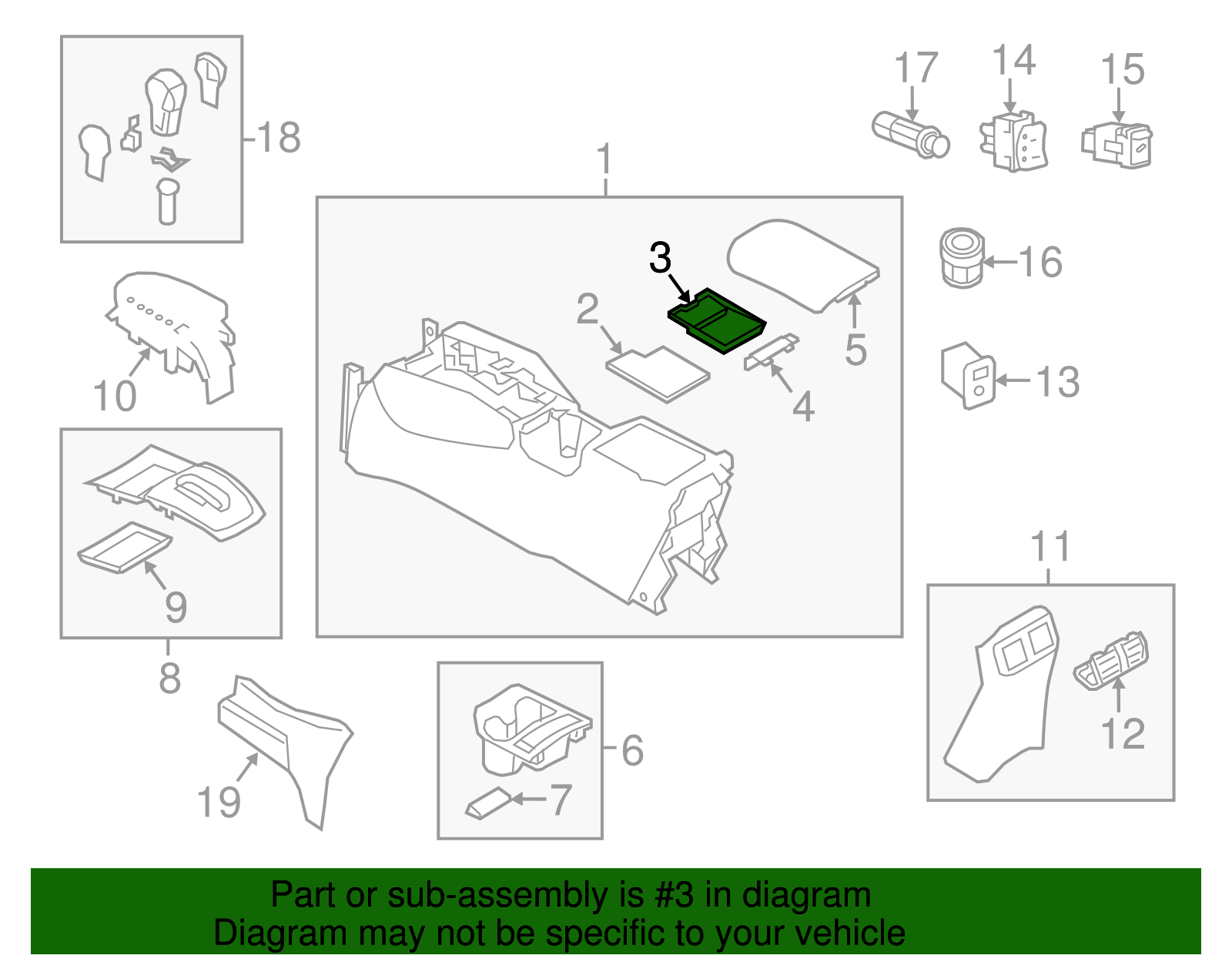 2014-2017 Nissan Rogue Storage Tray 96977-4BA1A | Team Nissan Inc.