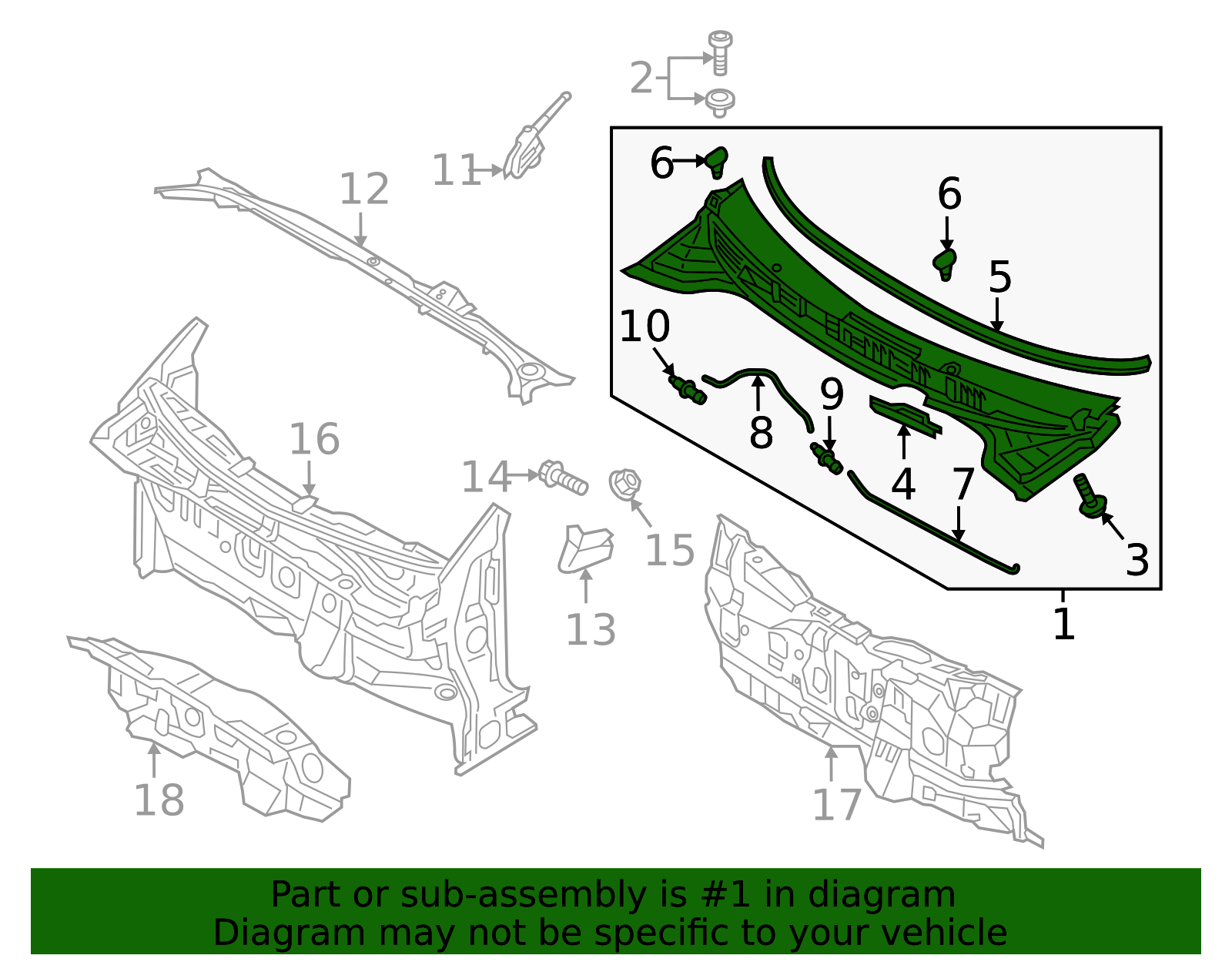 2018-2023 Kia Rio | Cowl Grille | 86150-H9000 | Kia Auto Parts