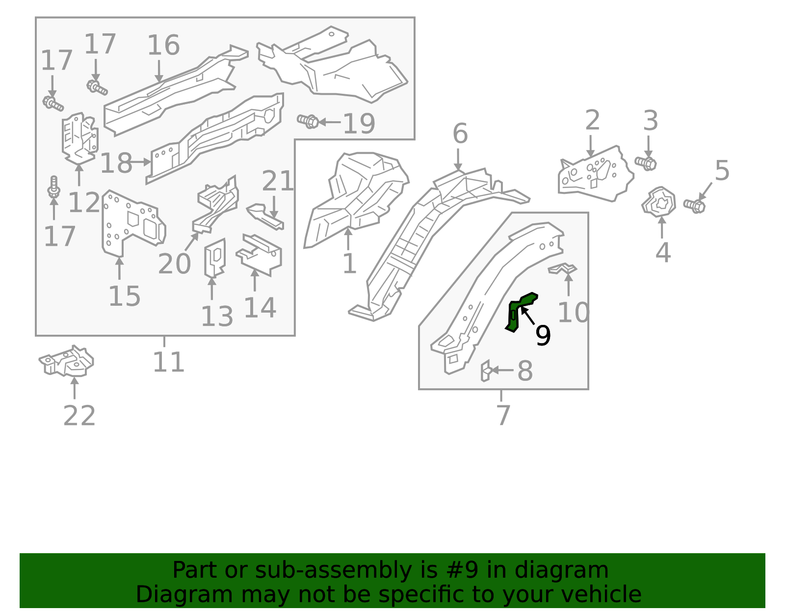 60723-TRT-A00ZZ - Upper Rail Assembly Center Bracket 2018-2021 Honda ...