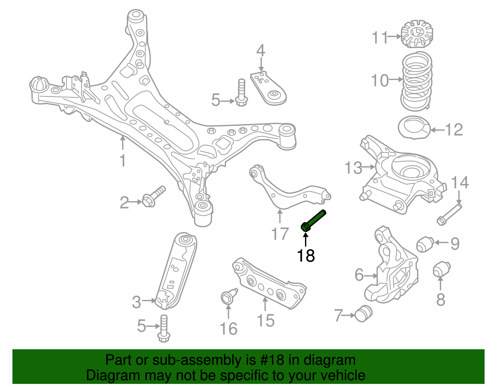 2009-2025 Nissan Shock Bolt 56280-JA00C | QuirkParts