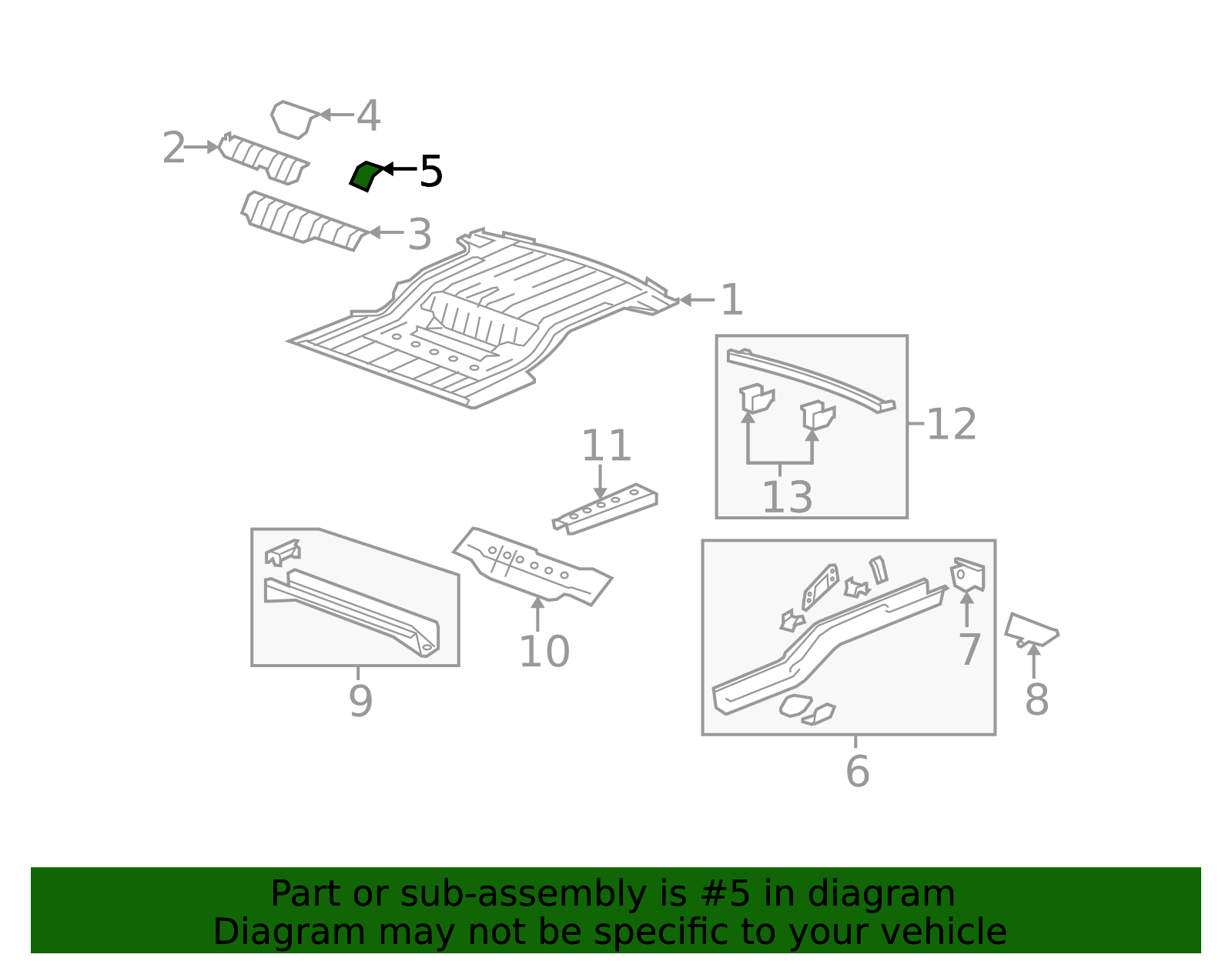 2007-2017 GM Number 5 Floor Panel Cross Bar Reinforcement 20885509 ...
