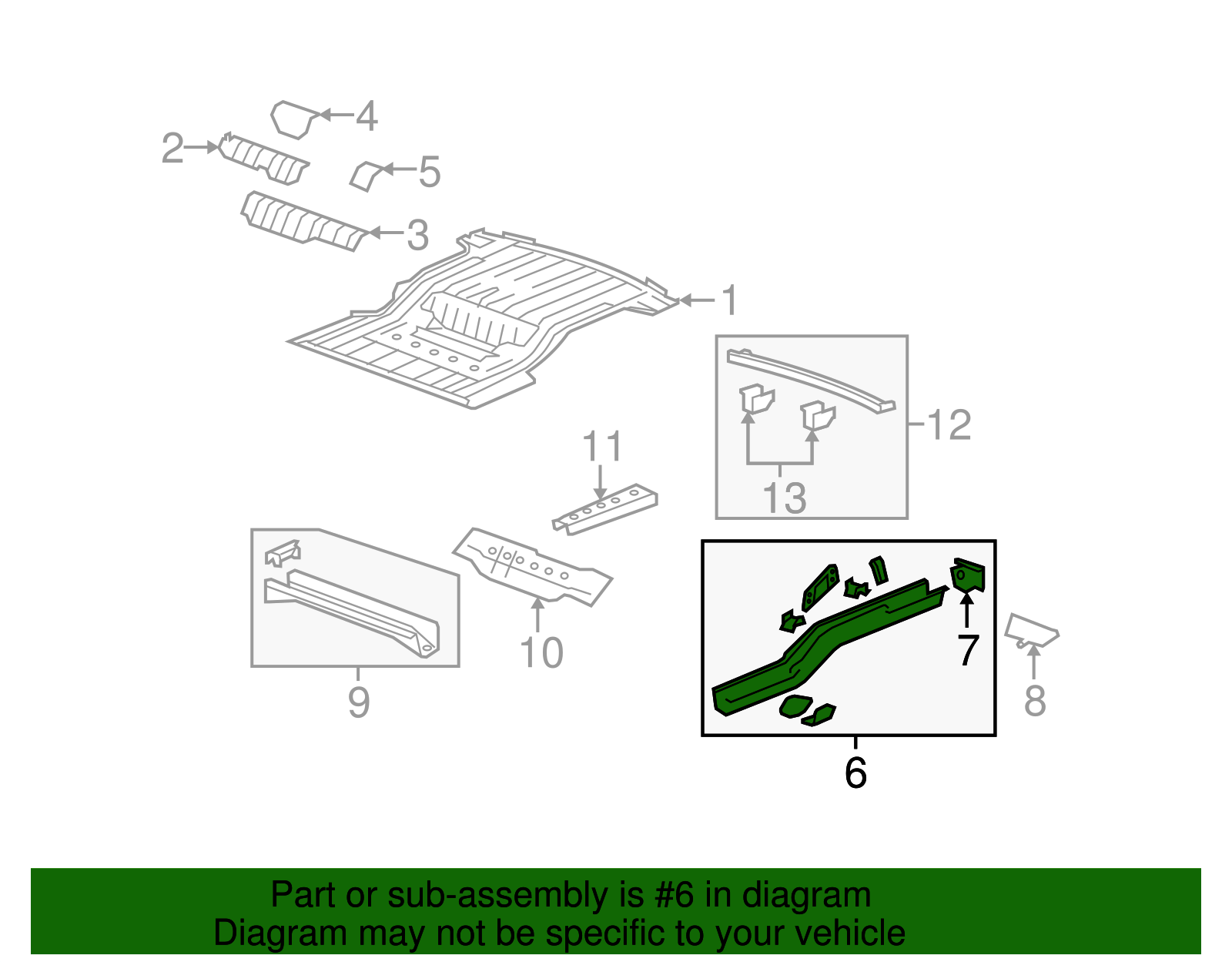 2007-2017 GM Passenger Side Rear Compartment Panel Longitudinal Rail ...