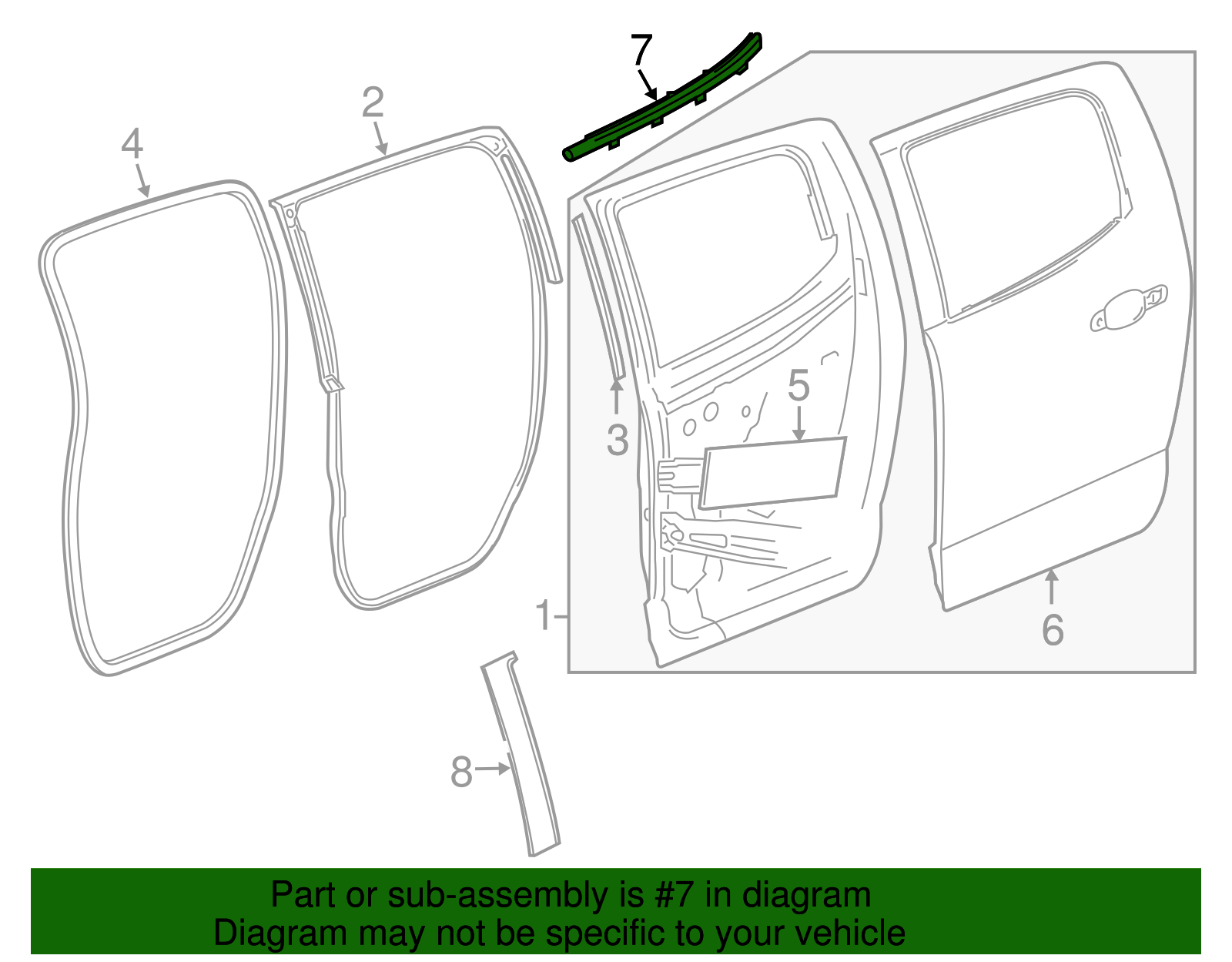 2015-2022 GM Exterior Bright Chrome Rear Driver Side Door Window Belt ...