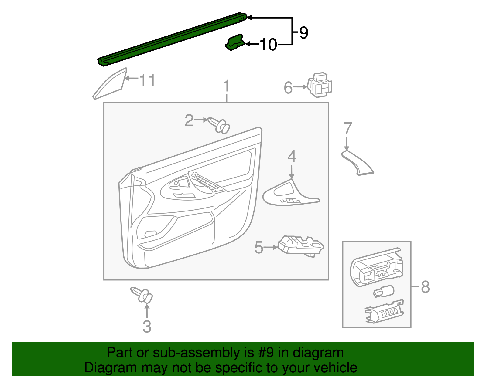 Genuine Toyota Belt Weather-Strip part# 68172-06030 for 2007-2011 ...