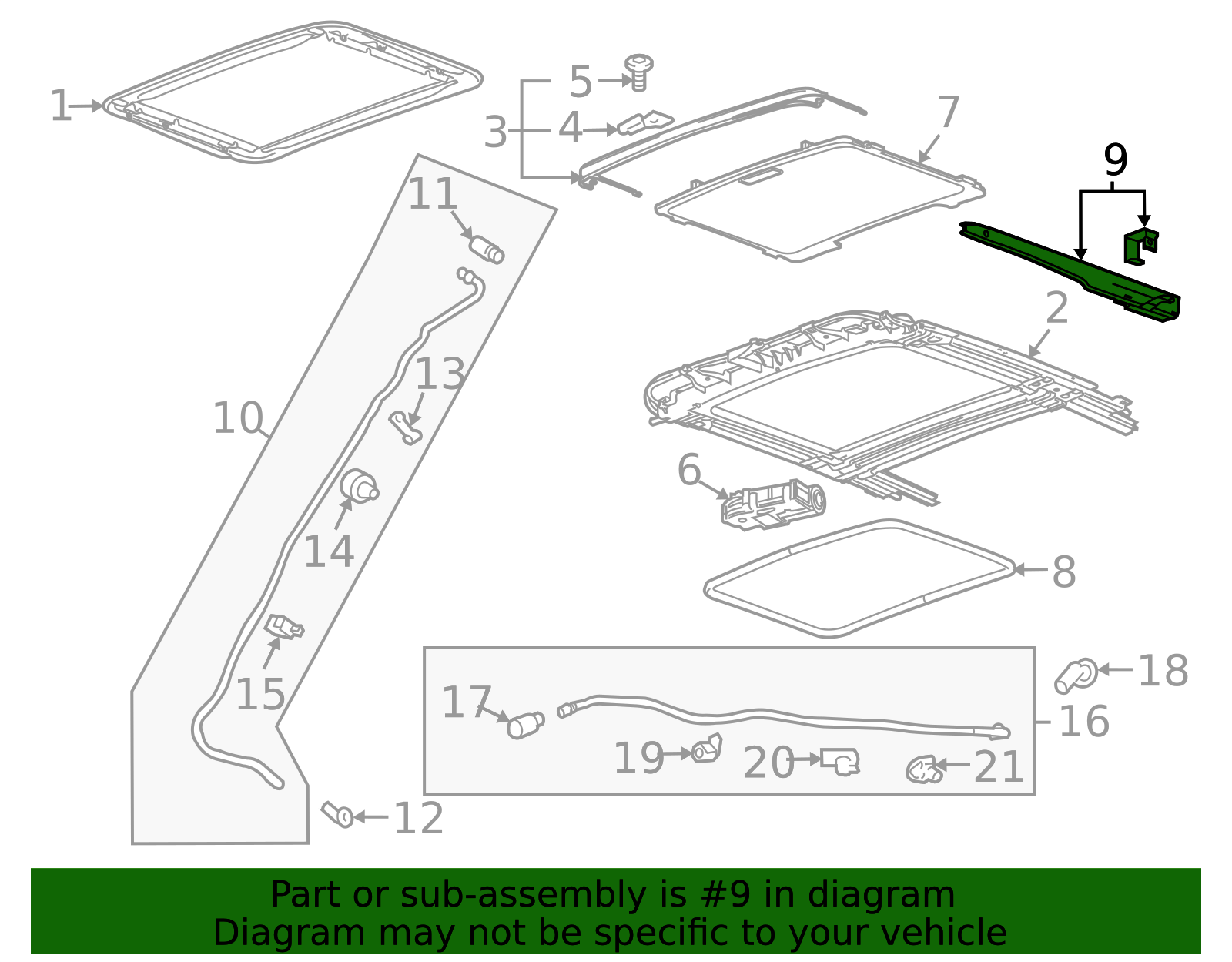2010-2015 Chevrolet Camaro Sunroof Panel/Window Guide 22819990 ...