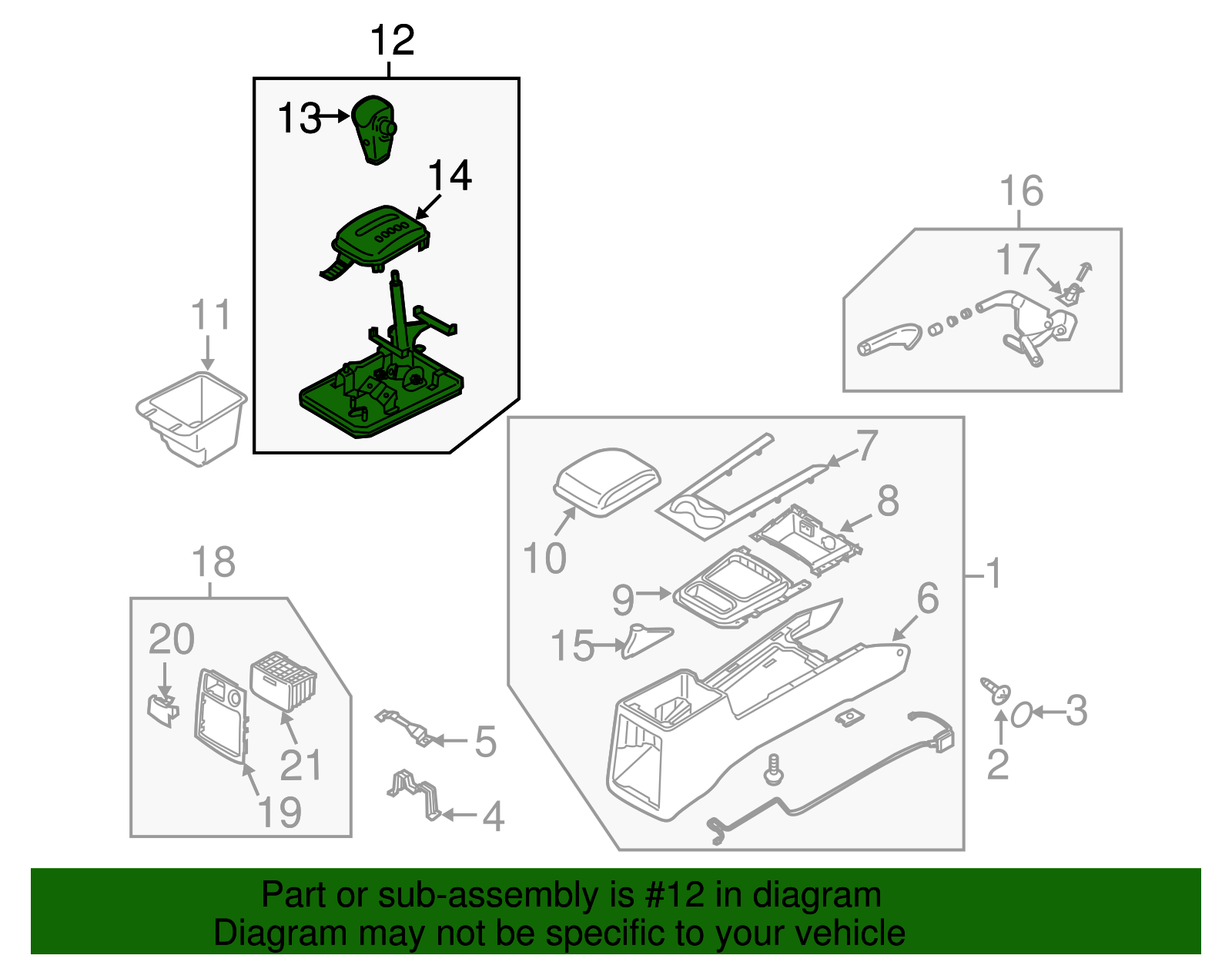 2007-2009 Kia Sorento Gearshift Lever 46700-3E7928W | Kia Automotive Parts