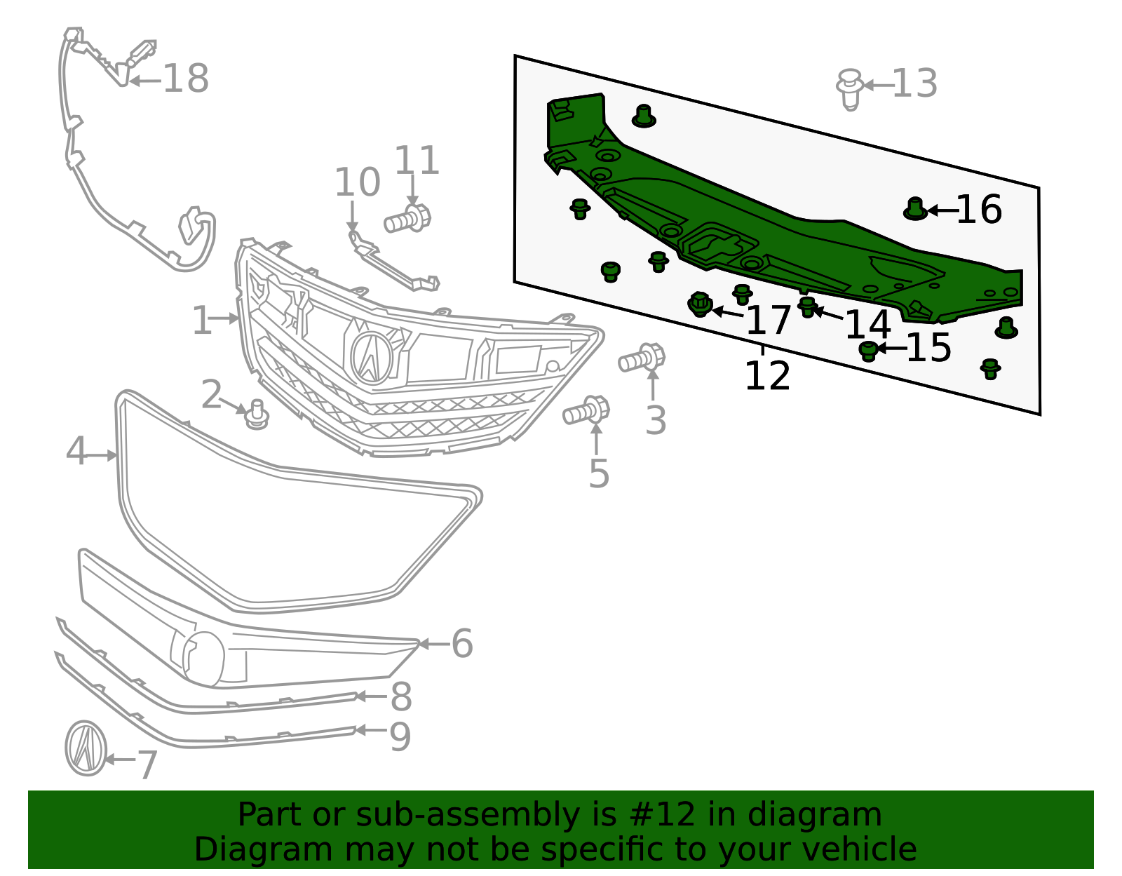 71129-TY2-A00 - 2014-2017 Acura RLX - Cover, Front Grille | All ...
