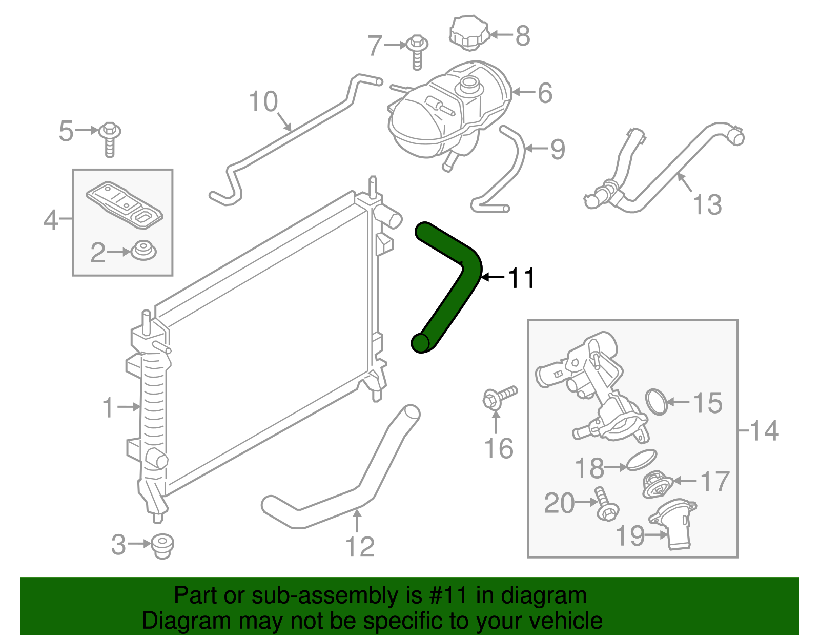 2015-2017 Ford Mustang | Upper Hose | FR3Z-8260-F | Walls' Ford Parts