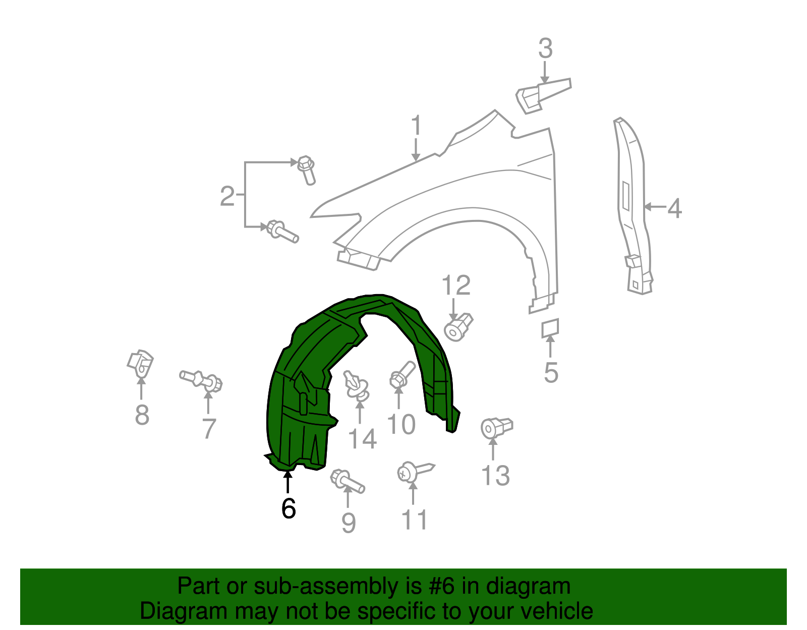 2012-2015 Toyota Venza Fender Liner - DRIVERS SIDE 53876-0T020 | Toyota ...