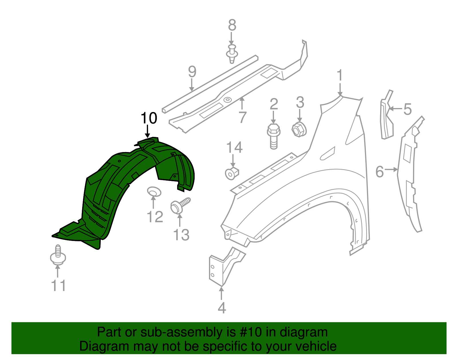 2014-2015 Kia Sorento Fender Liner 86820-1U700 | OEM Parts Online