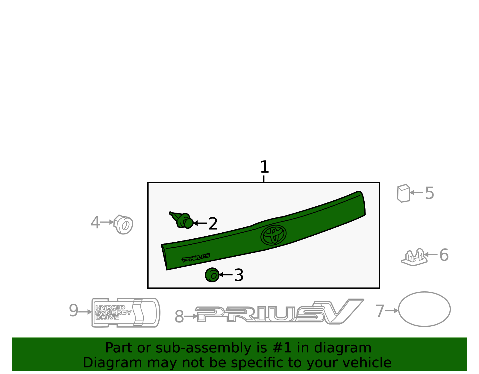 76801-47140-C0 - Lift Gate Trim 2015-2017 Toyota Prius V | Toyota San ...