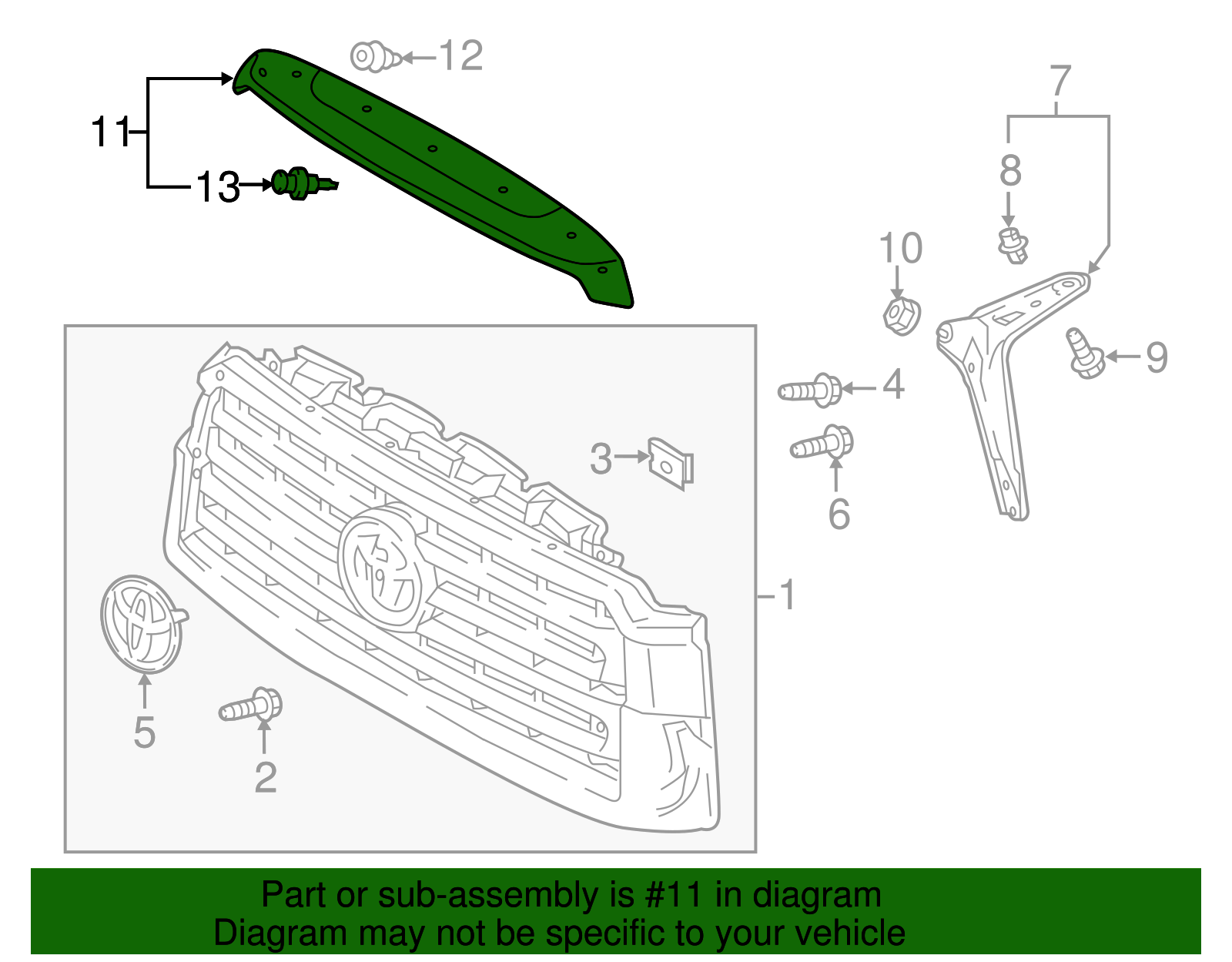 2018-2021 Toyota Grille Radiator Outer Molding Super White Sequoia ...