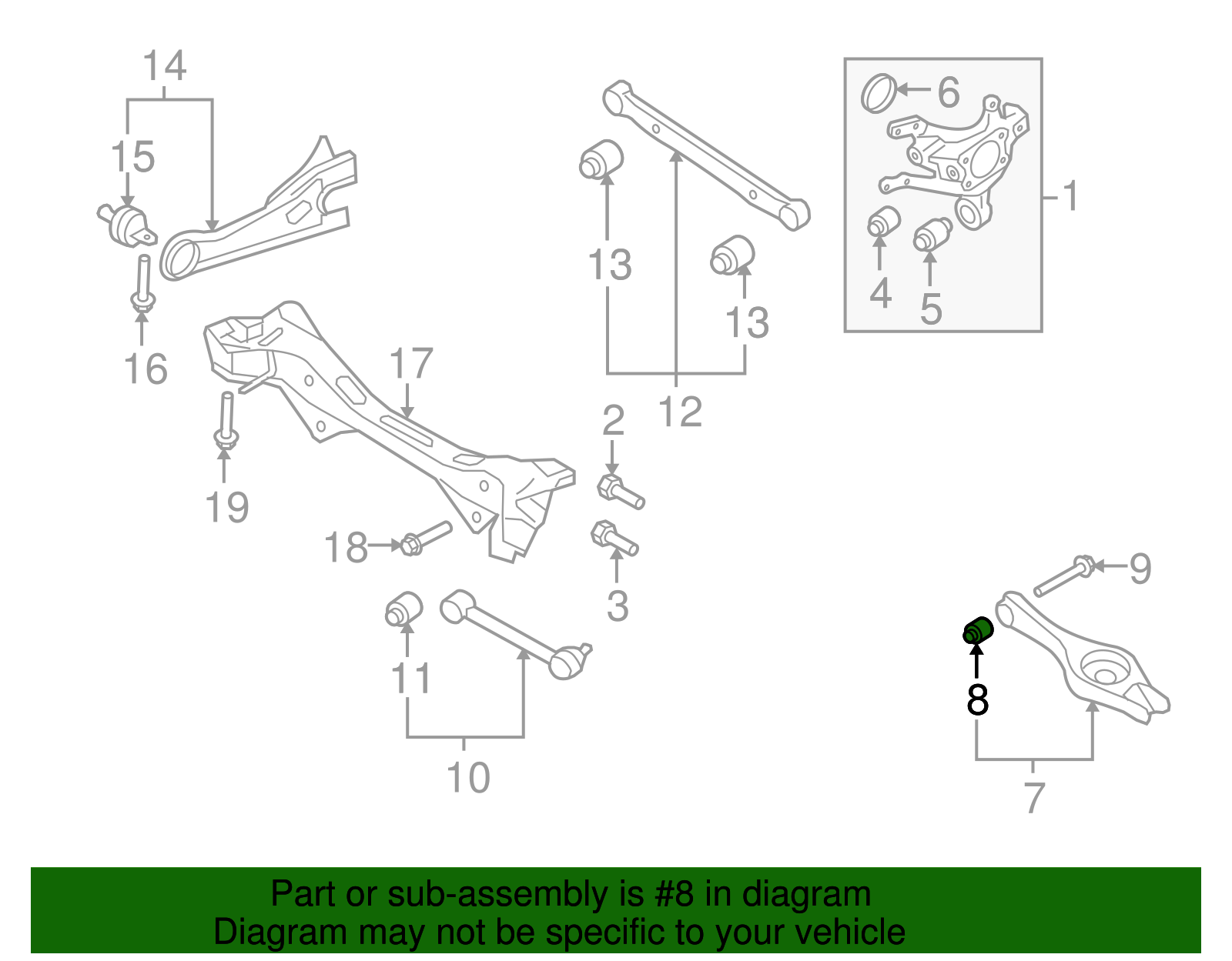 55215-2G000 - Lower Control Arm Bushing - 2007-2012 Hyundai Elantra ...