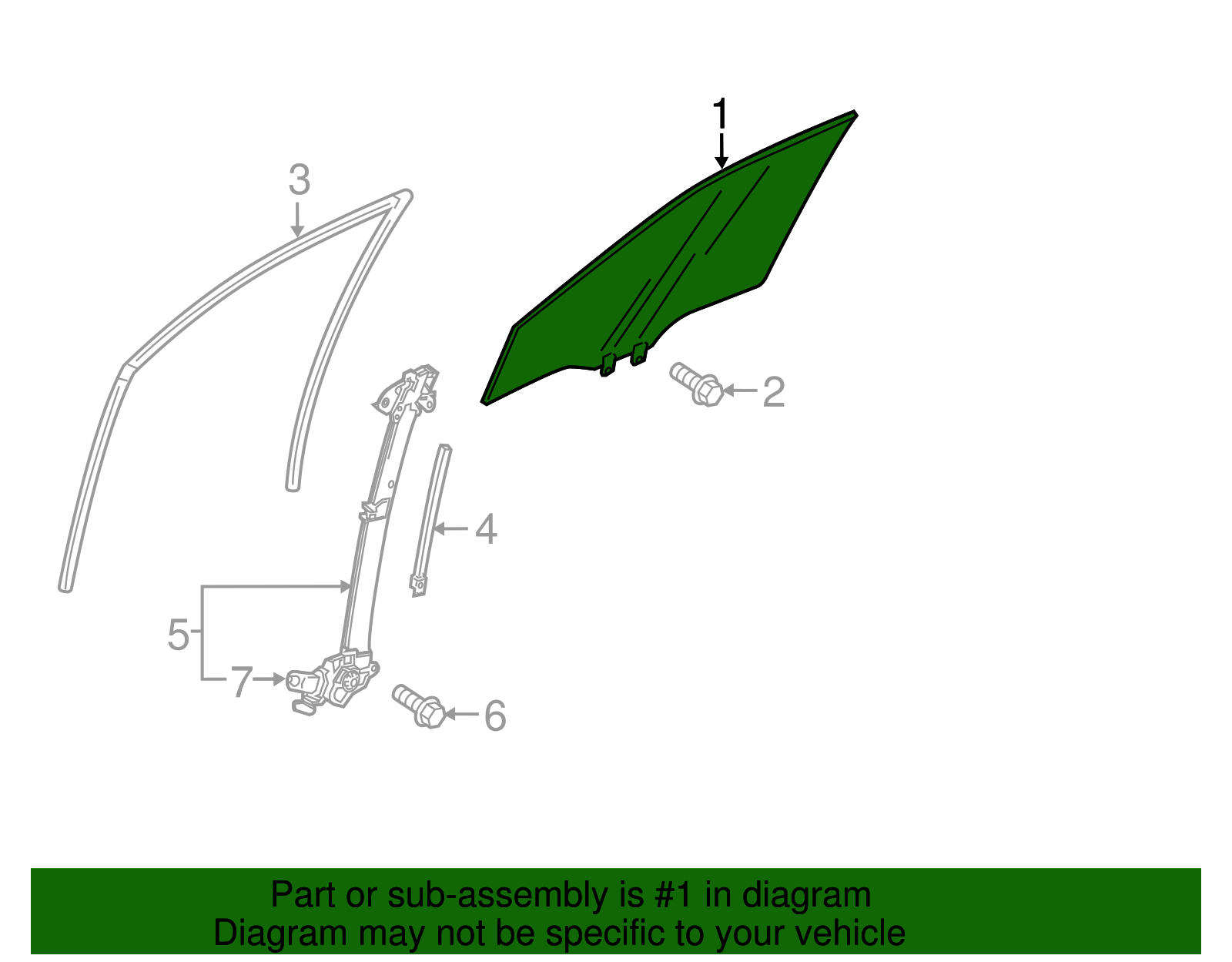 73350-TVA-A01 - 2018-2025 Honda Accord - Glass Assembly L Front Door ...
