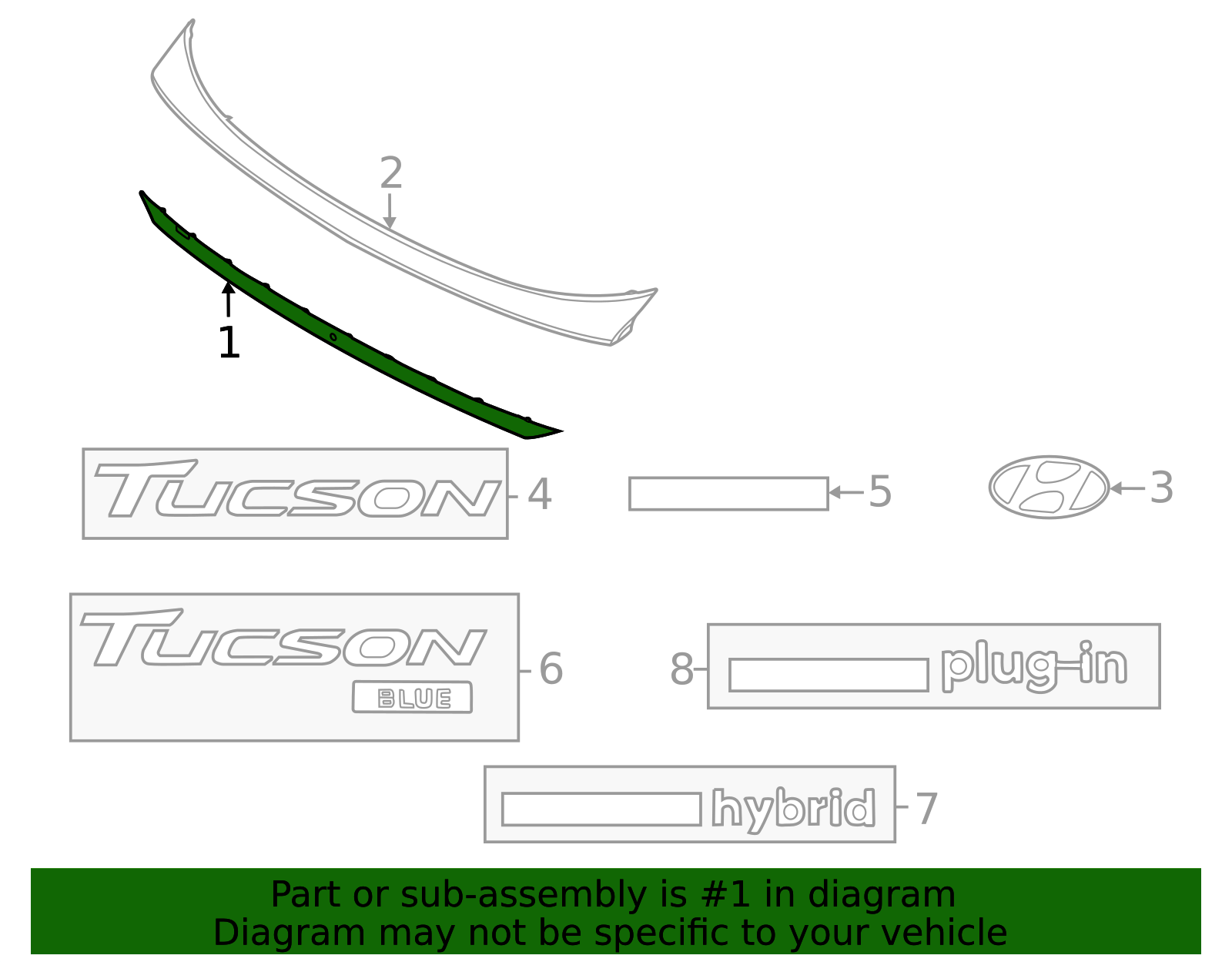 2022-2025 Hyundai Tucson Lift-Gate Finish Panel Trim Plate 87370-CW000 ...