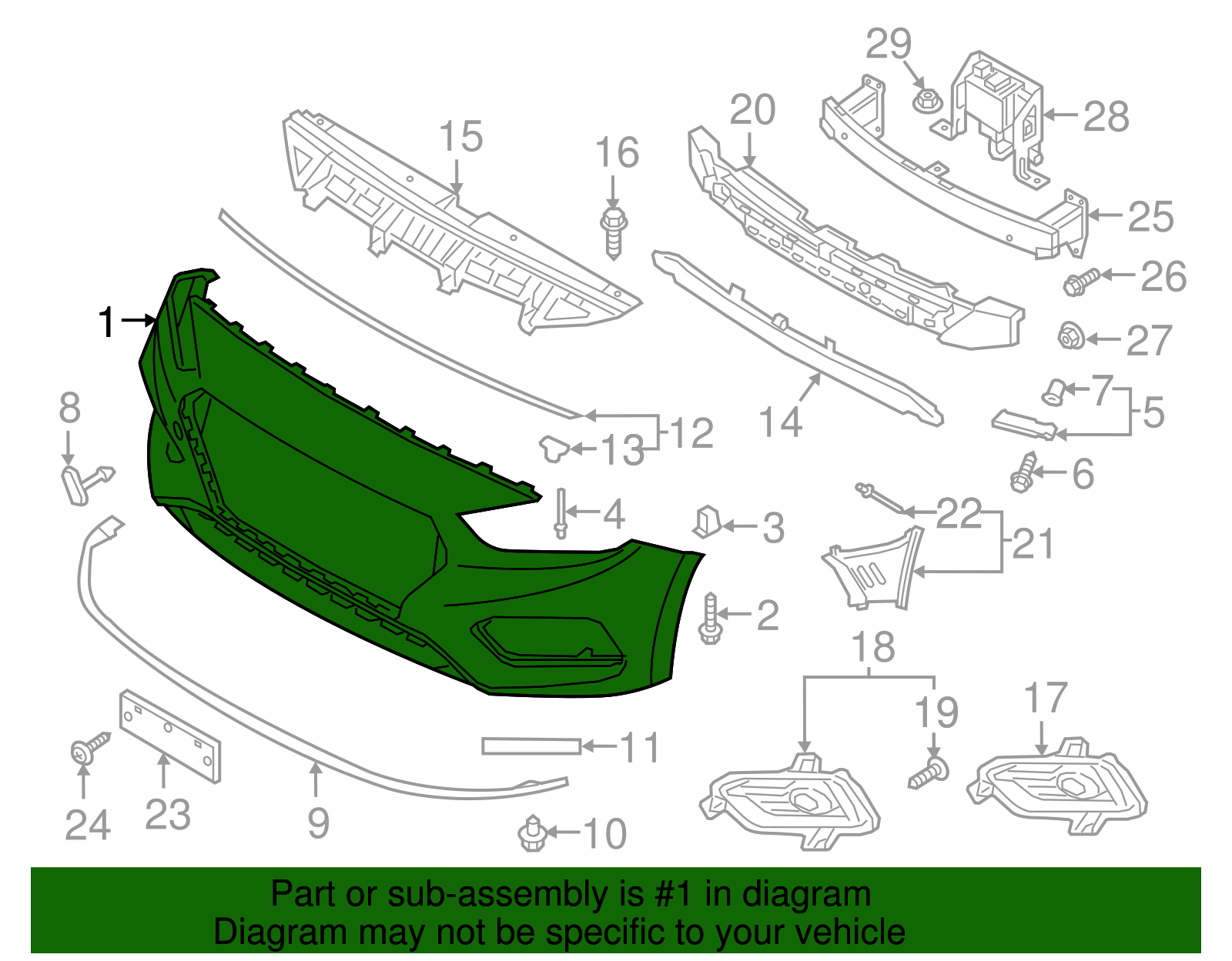 Genuine OEM Bumper Cover Part# 86511-J0000 Fits 2018-2022 Hyundai ...