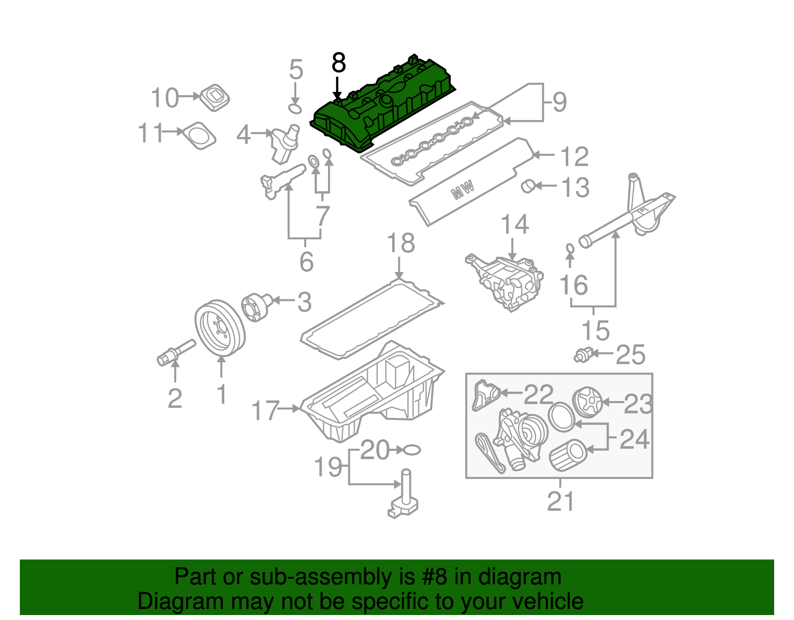 Genuine BMW 11-12-7-548-274 | Valve Cover | FREE Shipping on Most ...
