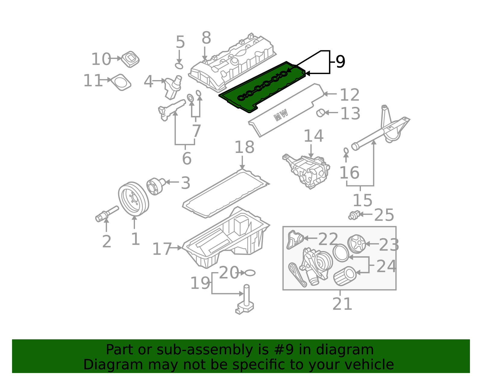 11127582245 2007 2013 Bmw Valve Cover Gasket 11 12 7 582 245 Bmw