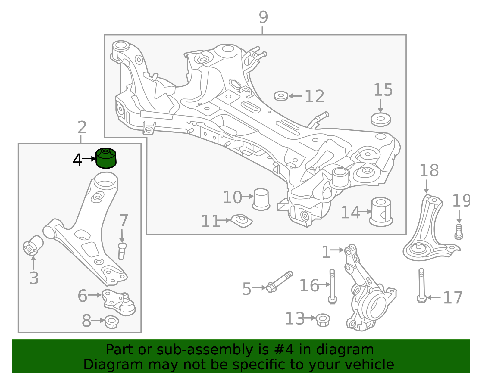 54584-D3000 - Lower Control Arm Rear Bushing 2017-2022 Kia Sportage ...