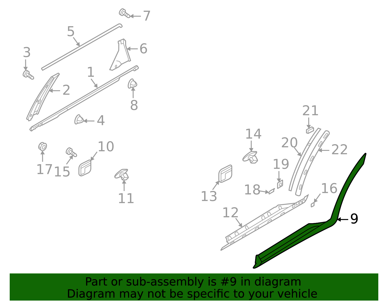 2021-2023 Kia Sorento | Body Side Molding | 87734-R5300 | Kia Auto Parts
