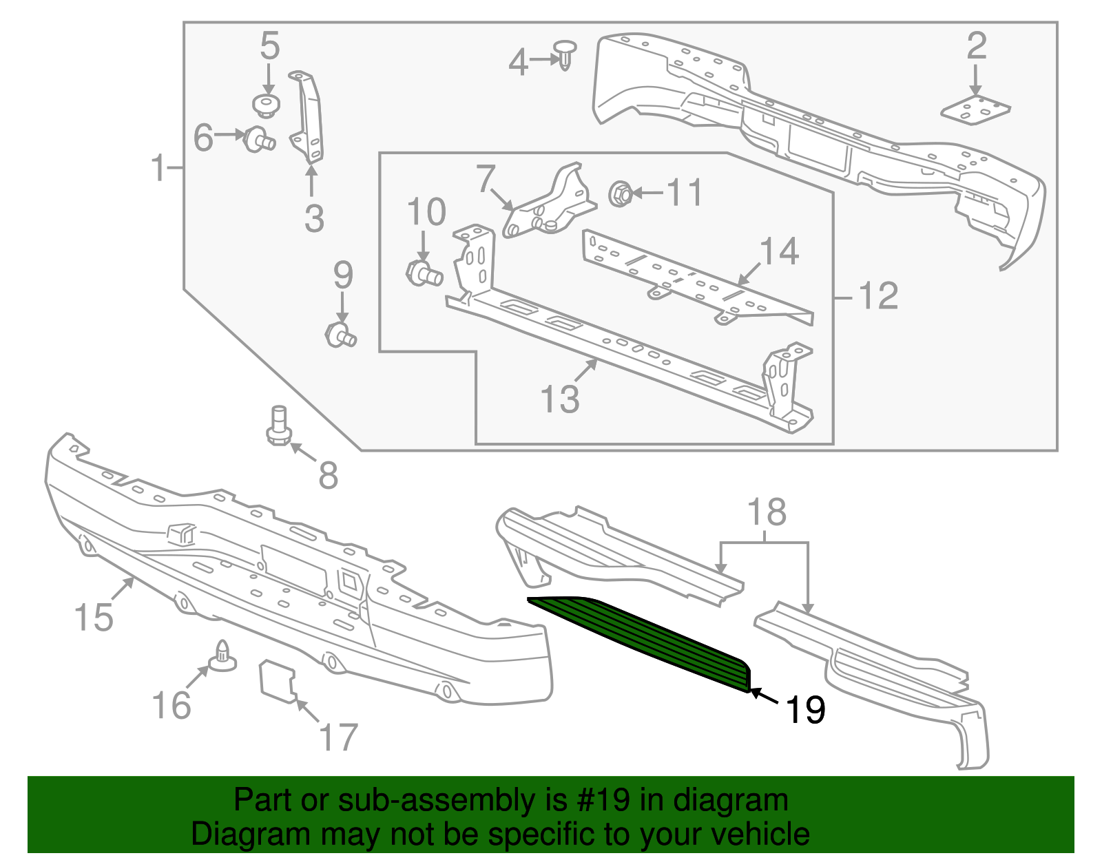 2007-2013 Cadillac Escalade EXT Rear Bumper Step Center Pad 15811306 ...