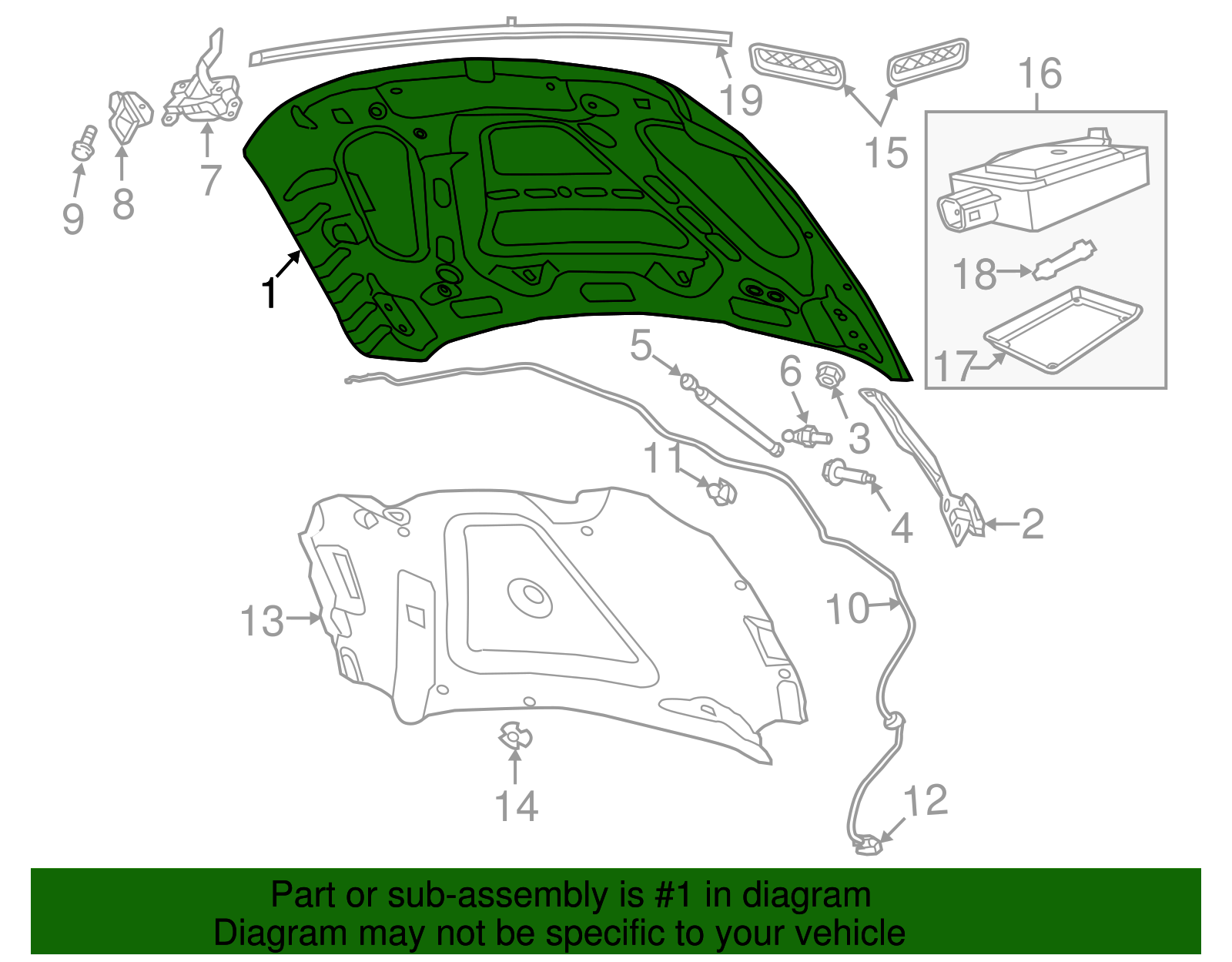 2009-2024 Mopar Hood 68160234AD | Mopar Parts Canada