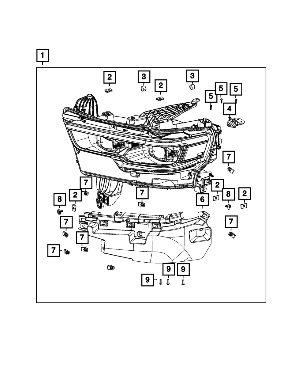 68477265AB - Headlamp, Left 2020-2024 Ram 1500 | The Official Mopar eStore