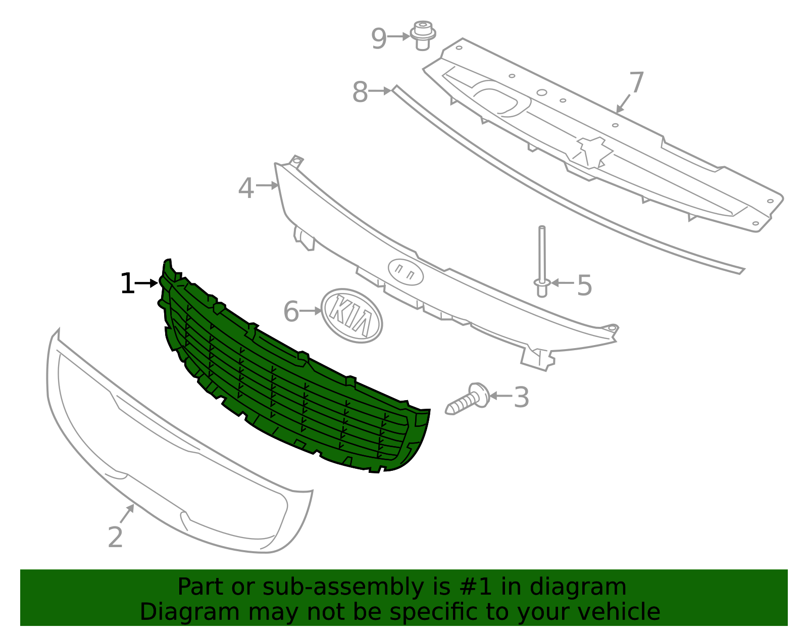 2016-2018 Kia Sedona Grille 86352-A9510 | TascaParts.com