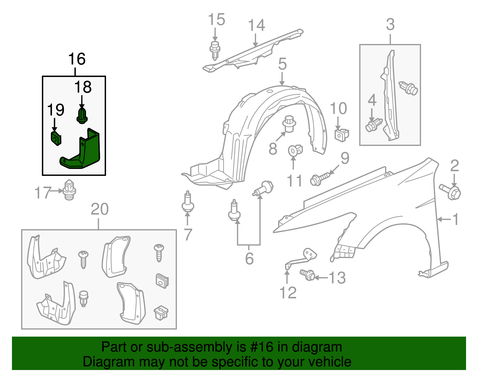 74165-TP6-A00ZD - 2010-2012 Honda - Garnish Assembly L Front Fender ...