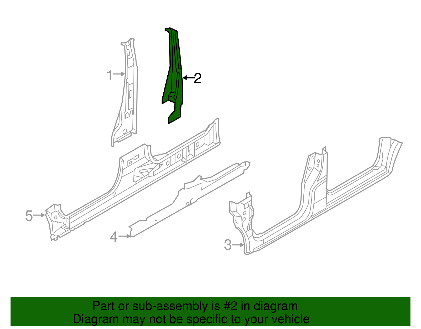 2015-2018 Chevrolet City Express Passenger Side Center Pillar Outer ...