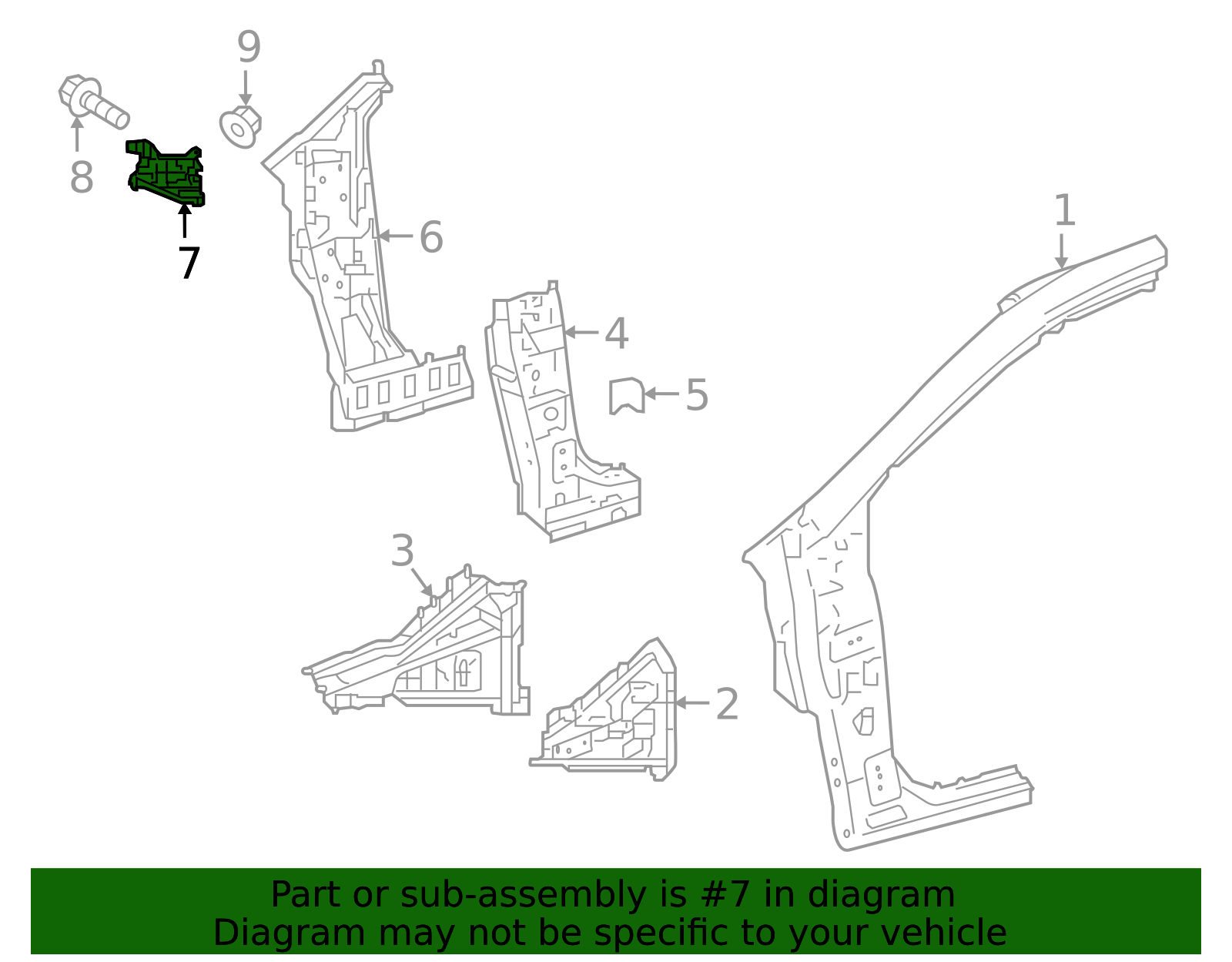 61166-02020 - Body A-Pillar Bracket 2019-2025 Toyota | Longo Toyota Parts