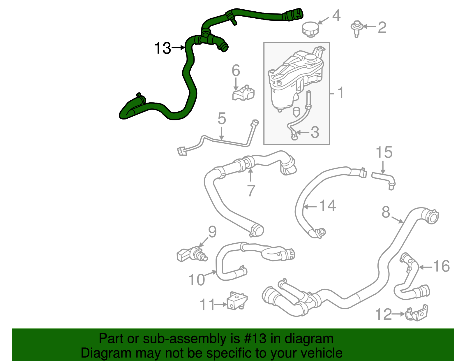 Genuine OEM Outlet Hose Part# LR039407 Fits 2013-2015 Land Rover LR2 ...