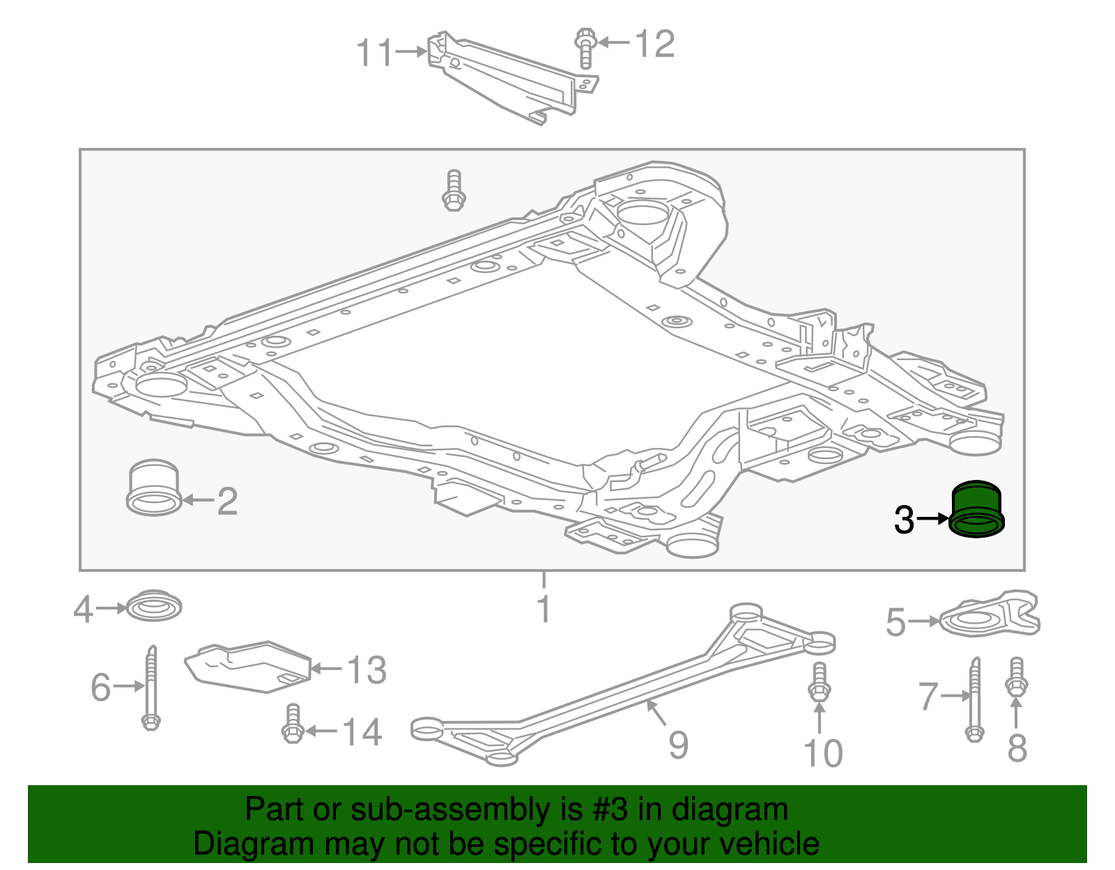13370470 - Drivetrain and Front Suspension Cradle Mount 2015-2019 GM ...