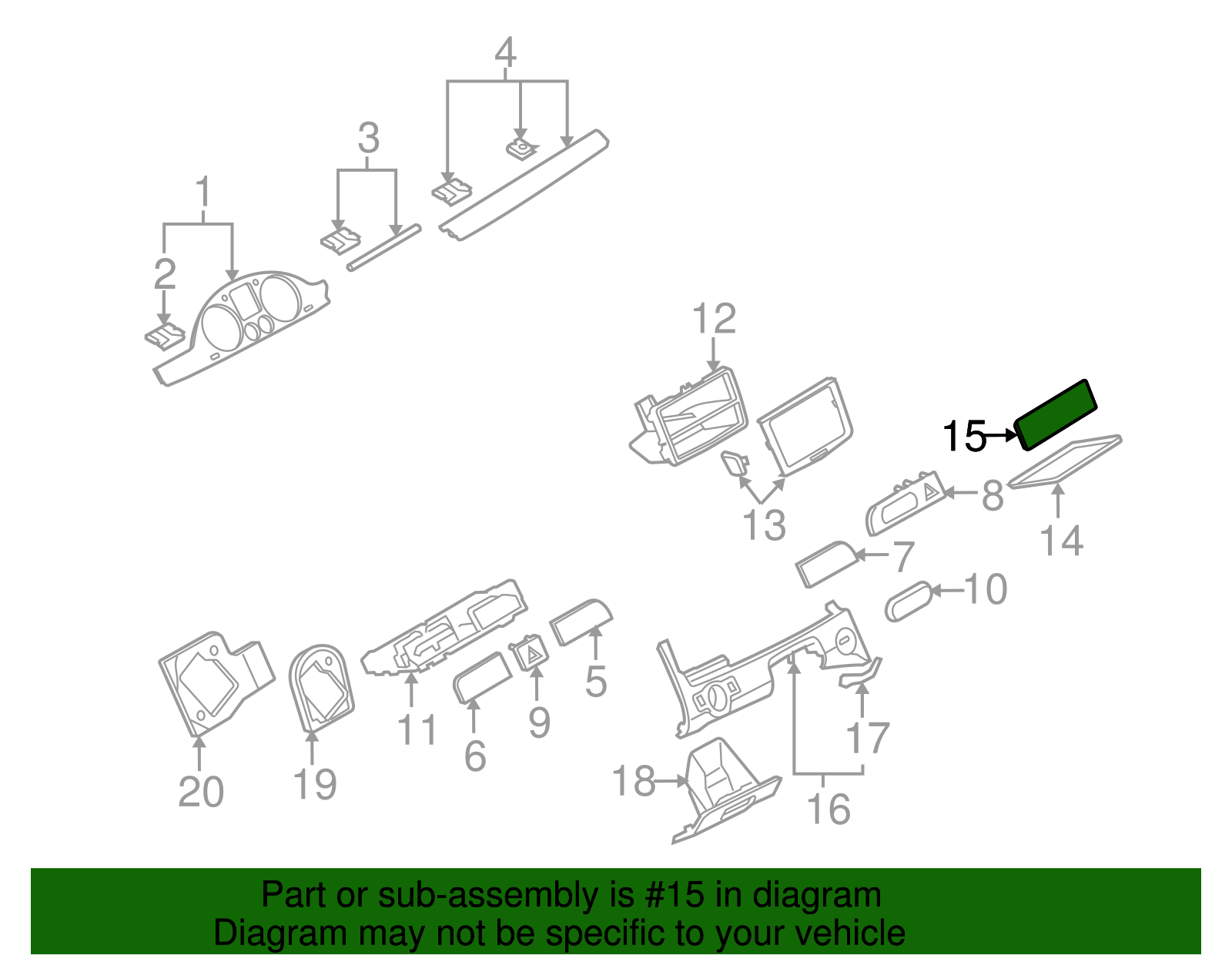 1K0-857-231-A-1QB - Radio Trim 2006-2011 Volkswagen | Volkswagen Parts ...