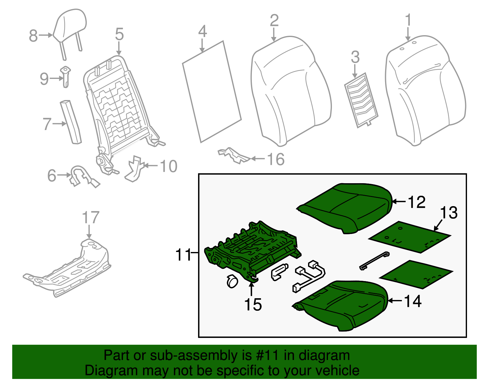 2013-2015 Subaru XV Crosstrek Cushion Assembly 64139FJ094VH | Subaru ...