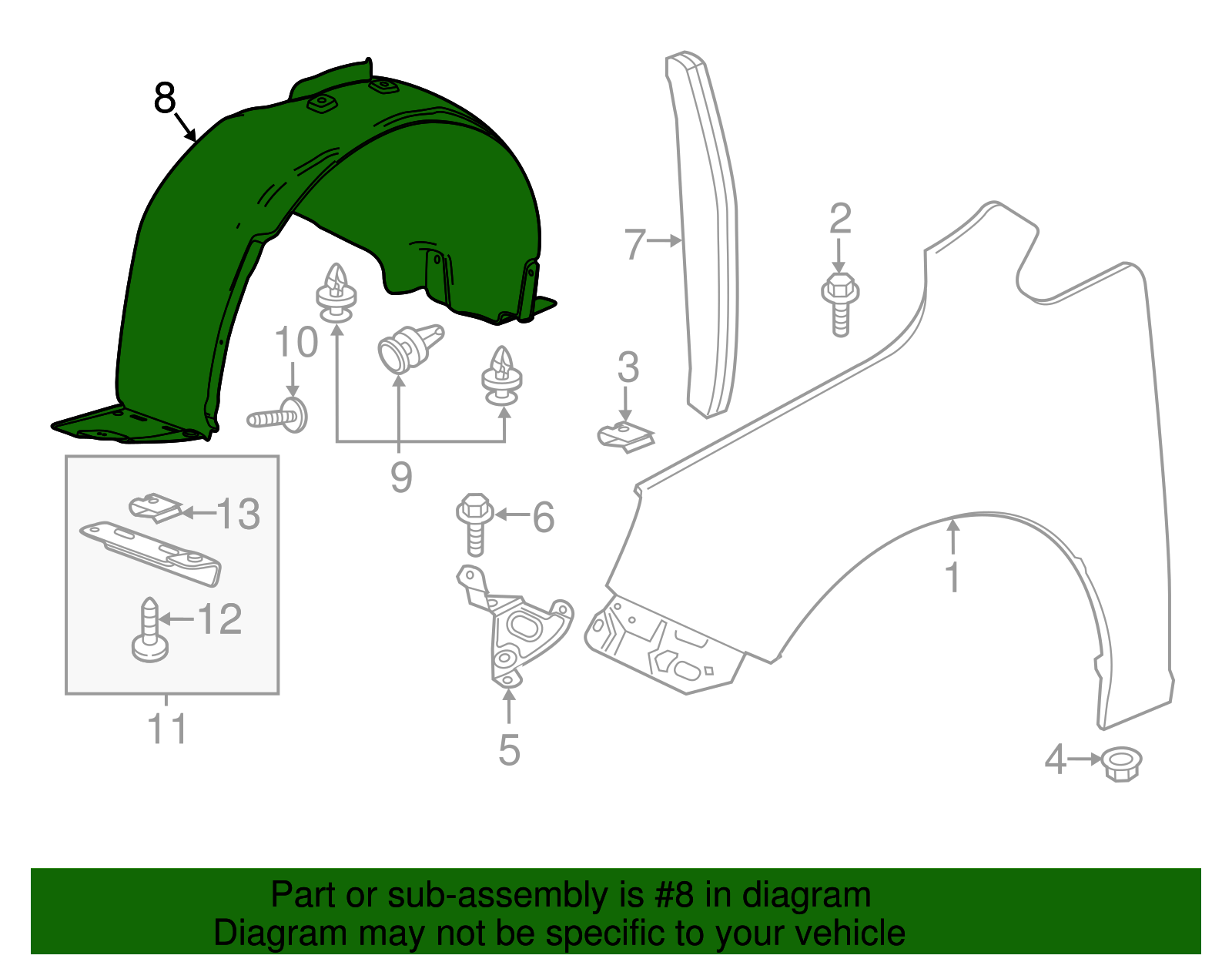 2012-2017 Buick Verano Passenger Side Front Wheelhouse Liner 22944975 ...
