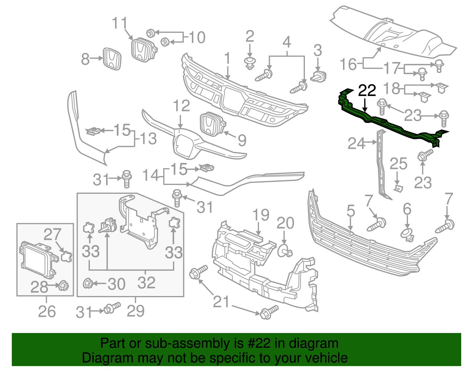 71160-THR-A00 - Upper Beam 2018-2020 Honda Odyssey | Honda Parts Online