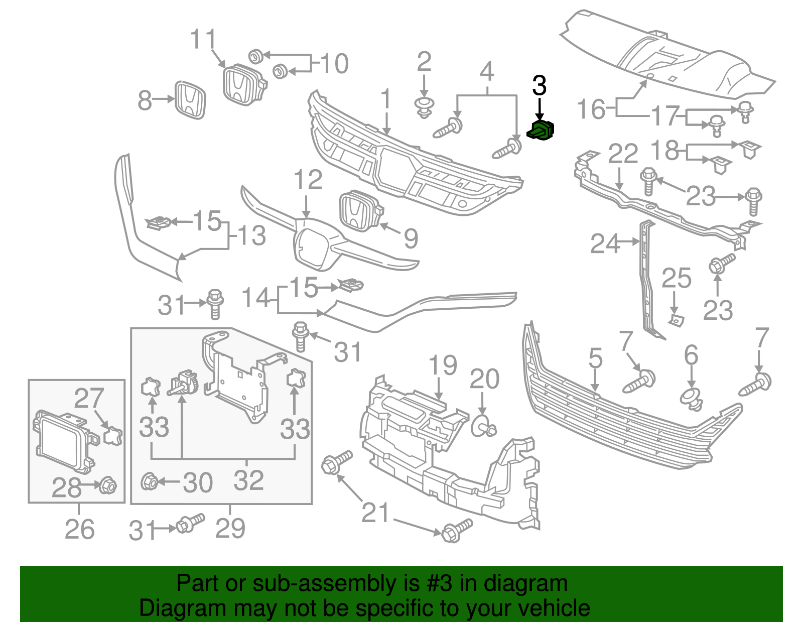 91578-SV4-003 - Inner Grille Retainer 1994-2020 Honda | Honda Parts Online